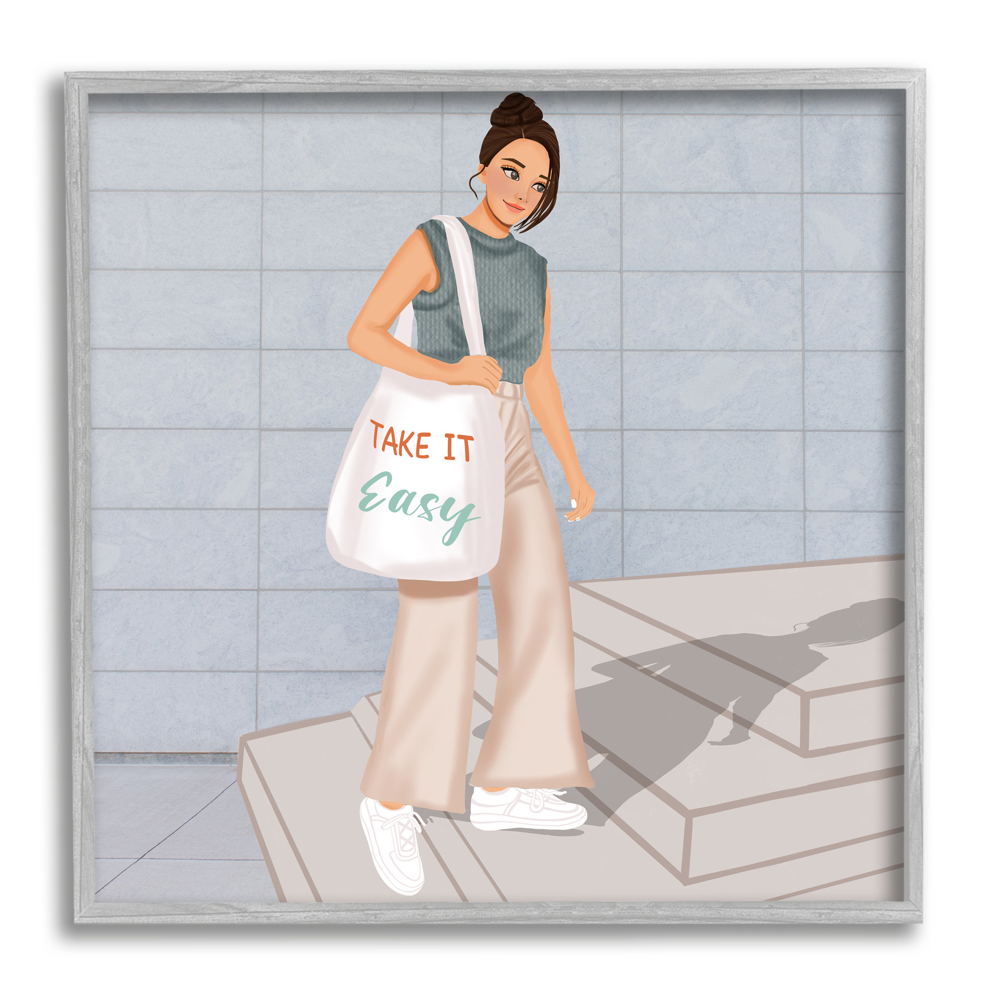 Stupell Industries Take It Easy Fashionista Framed On Wood by Saba Rauf ...