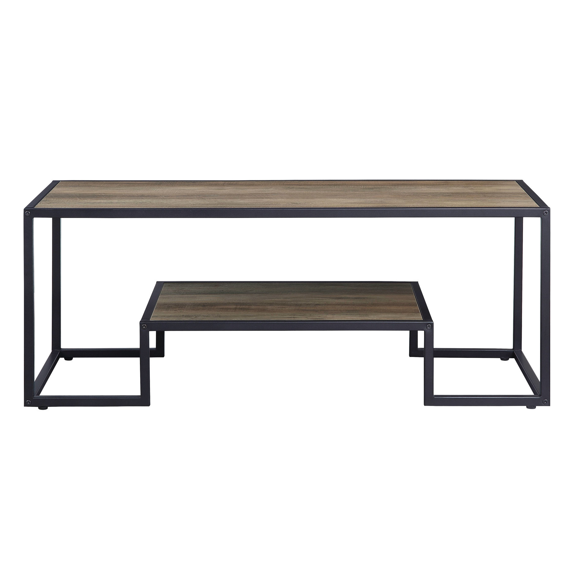 Latitude Run® Rustic Oak Coffee Table - Powder Coated Metal Frame & 15 ...