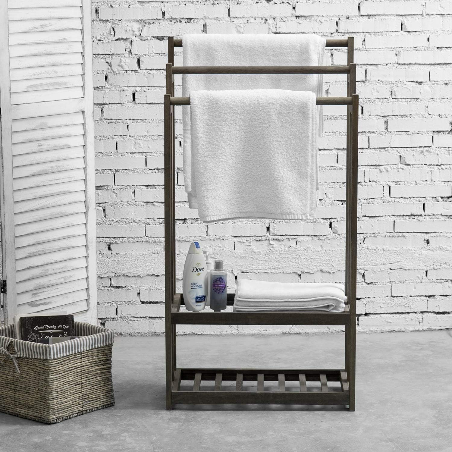 Rebrilliant Porte-couvertures rustique en bois pour salle de bain ...