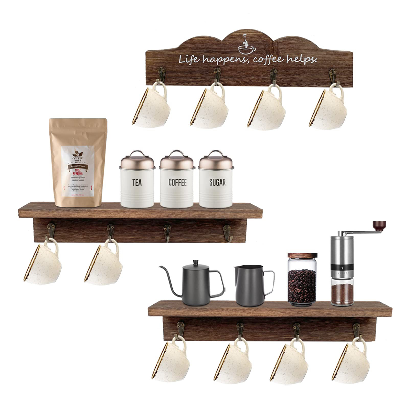 Gracie Oaks Coffee Cup Holder Coffee Mug Holder With Sturdy Hooks ...