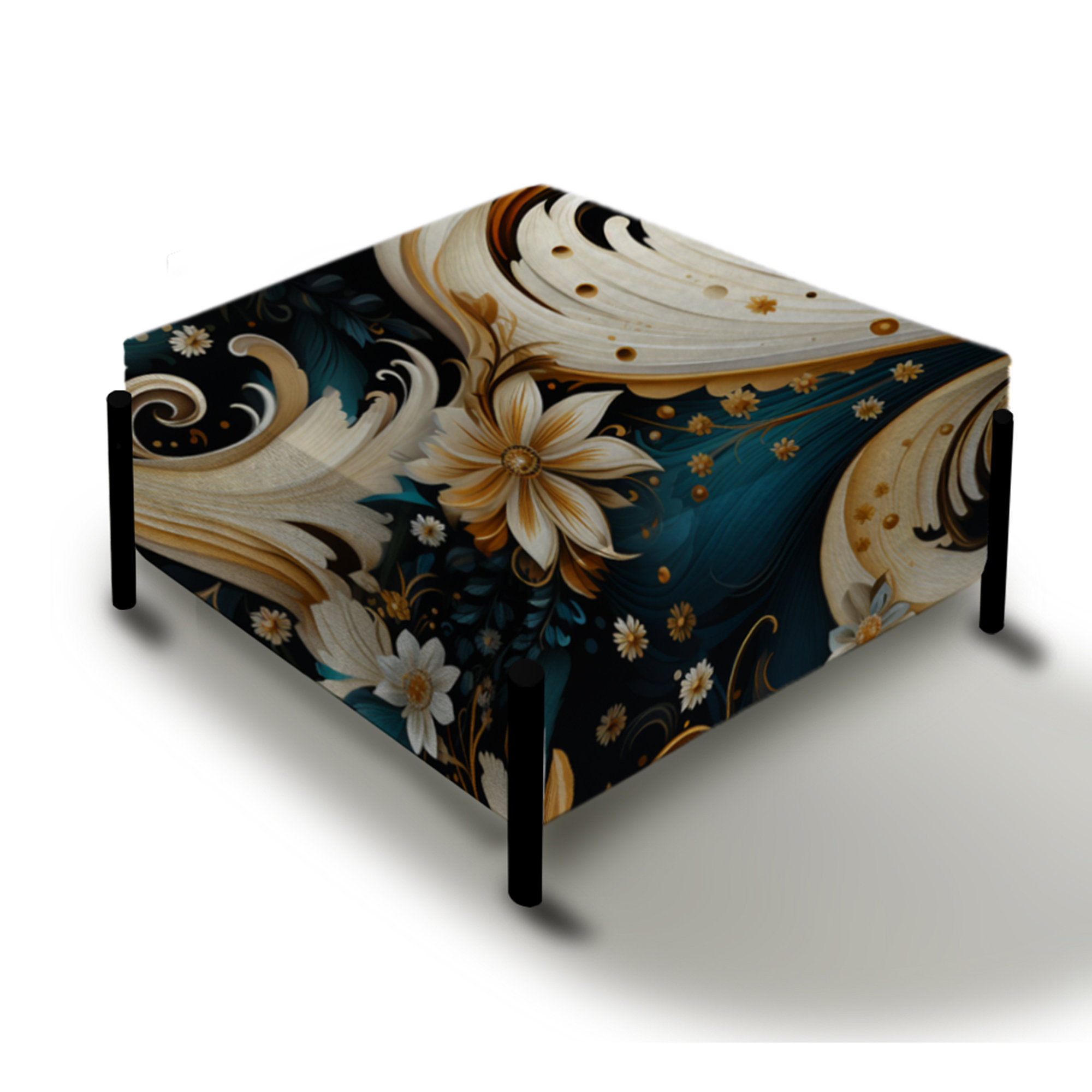 Design Art Bohemian Paisley Earth Tones - Paisley Large Square Ottoman ...