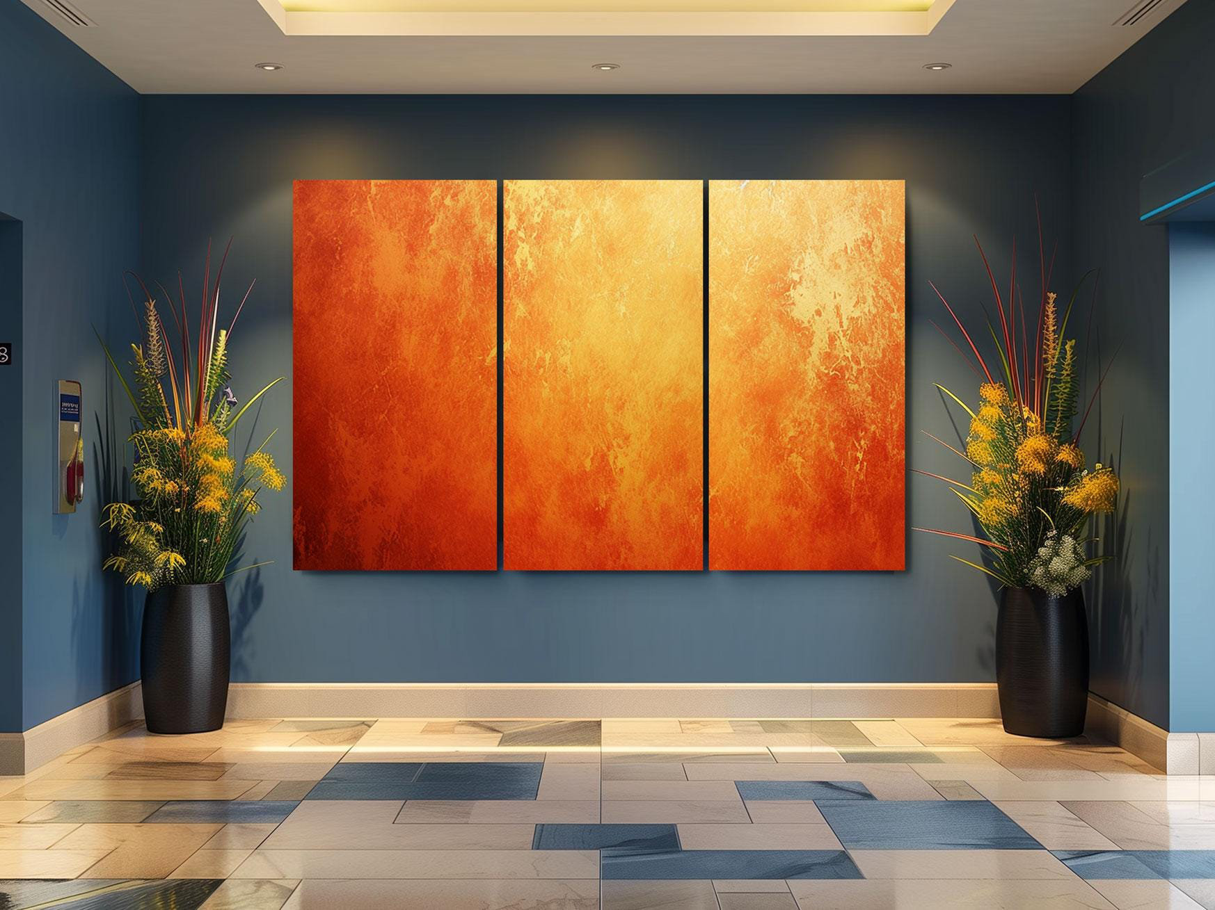 Orren Ellis Triptych Canvas Wall Art – Orange Abstract Triptych Canvas ...