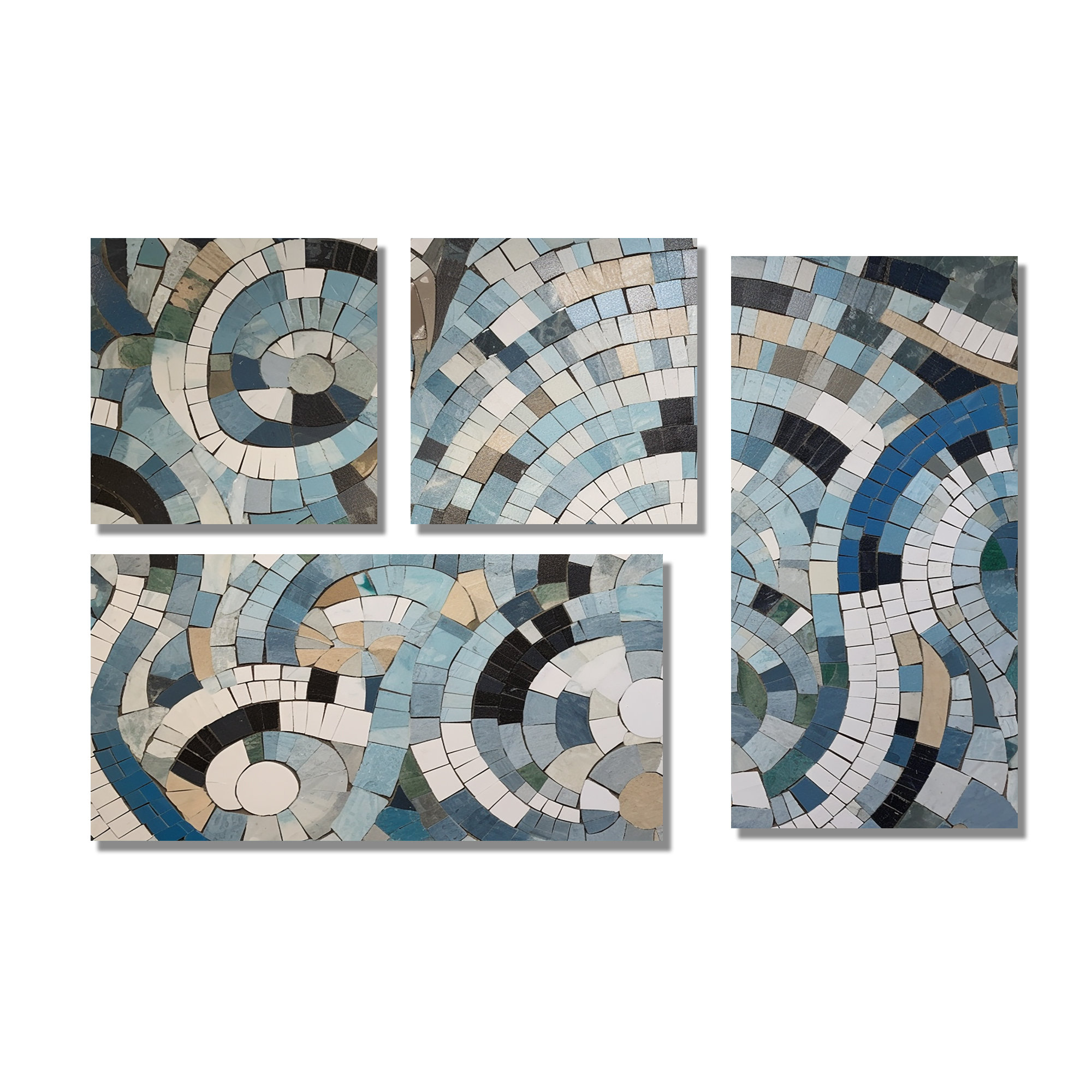 Ivy Bronx Blue And White Bohemian Medley - Modern Wall Art 4 Pieces ...