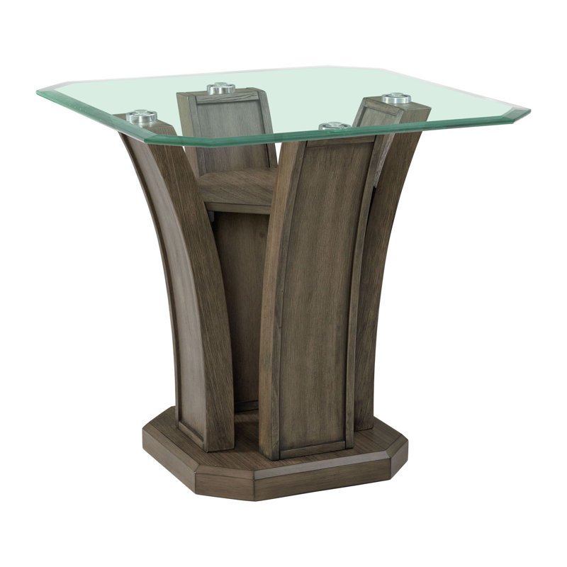 Wade Logan® Acton Glass Pedestal End Table with Storage | Wayfair