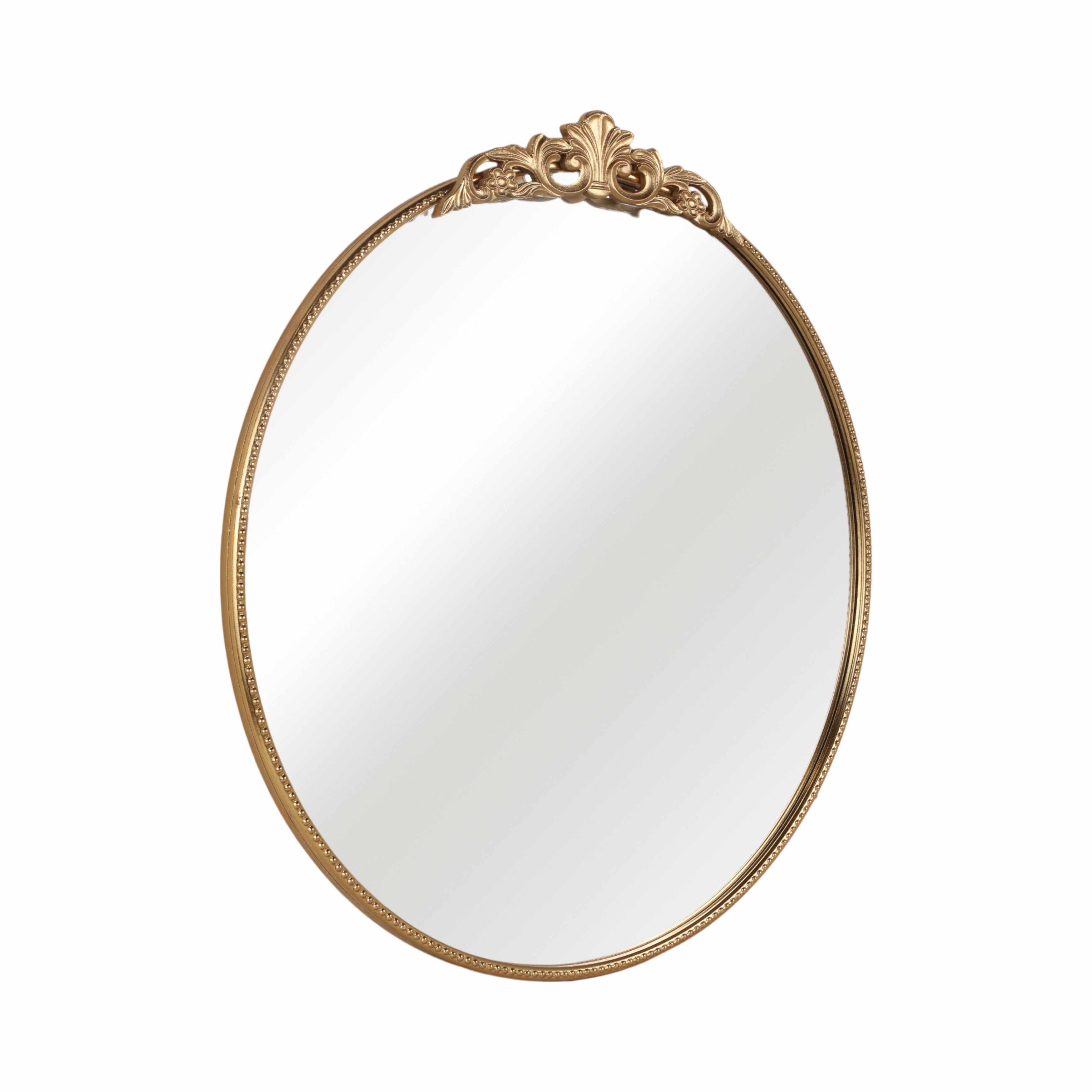 Astoria Grand 36" Fleur Applique Round Mirror In Gold - Luxurious Iron ...