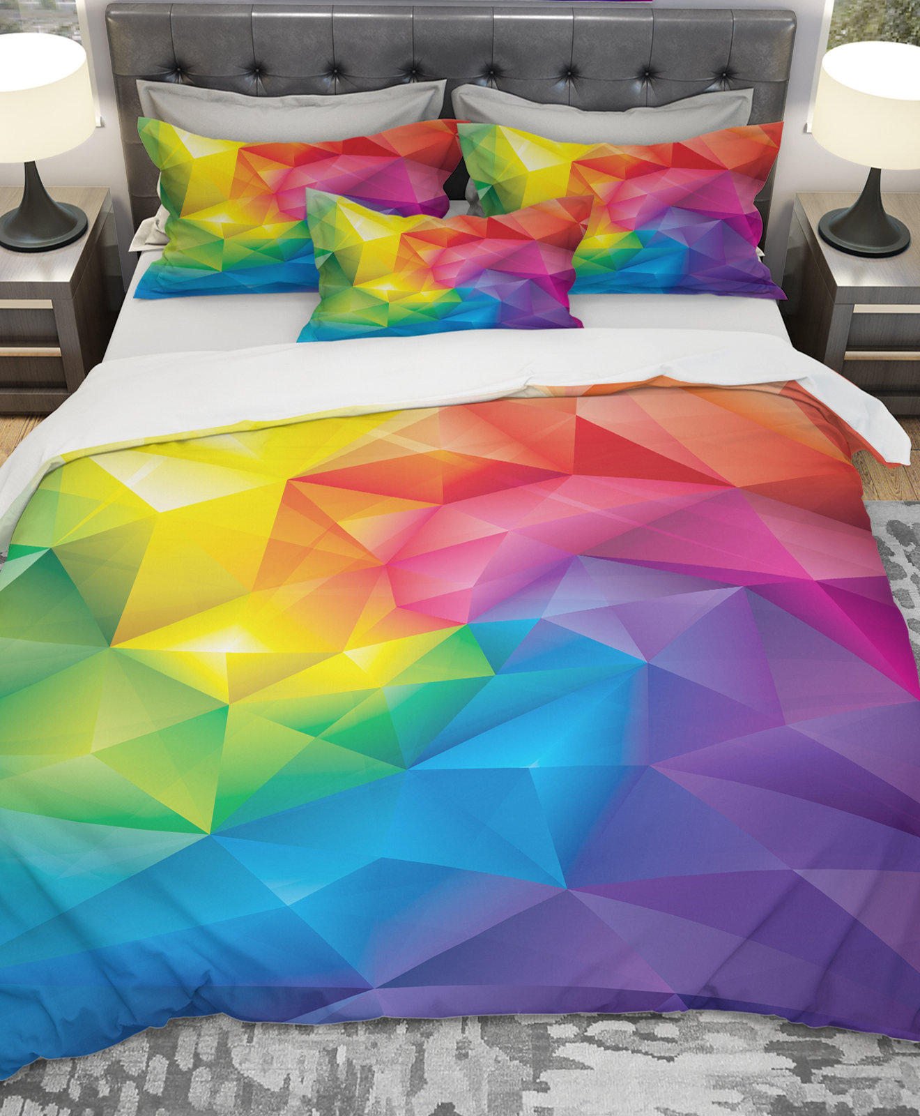 Design Art Designart Rainbow Triangular Geometry Duvet Cover Set | Wayfair