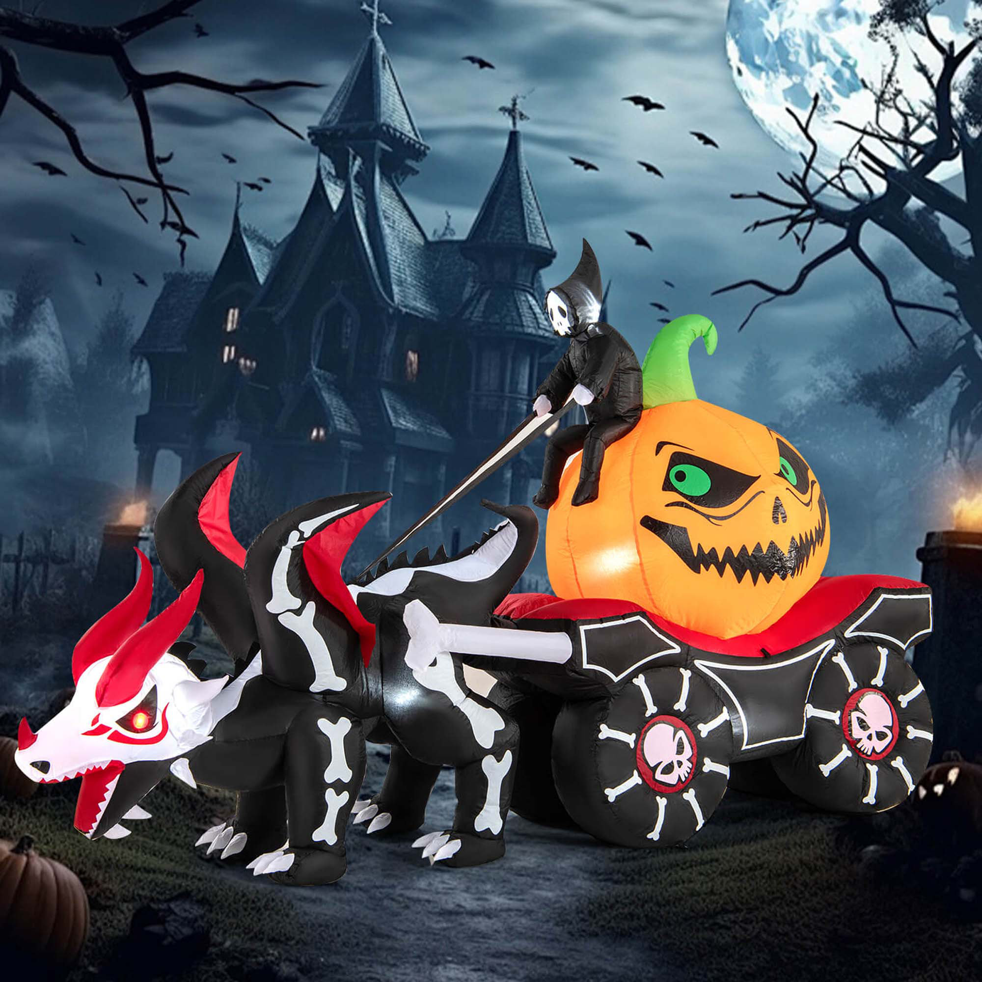 The Holiday Aisle® 9 Ft Long Halloween Inflatable Decoration Grim ...