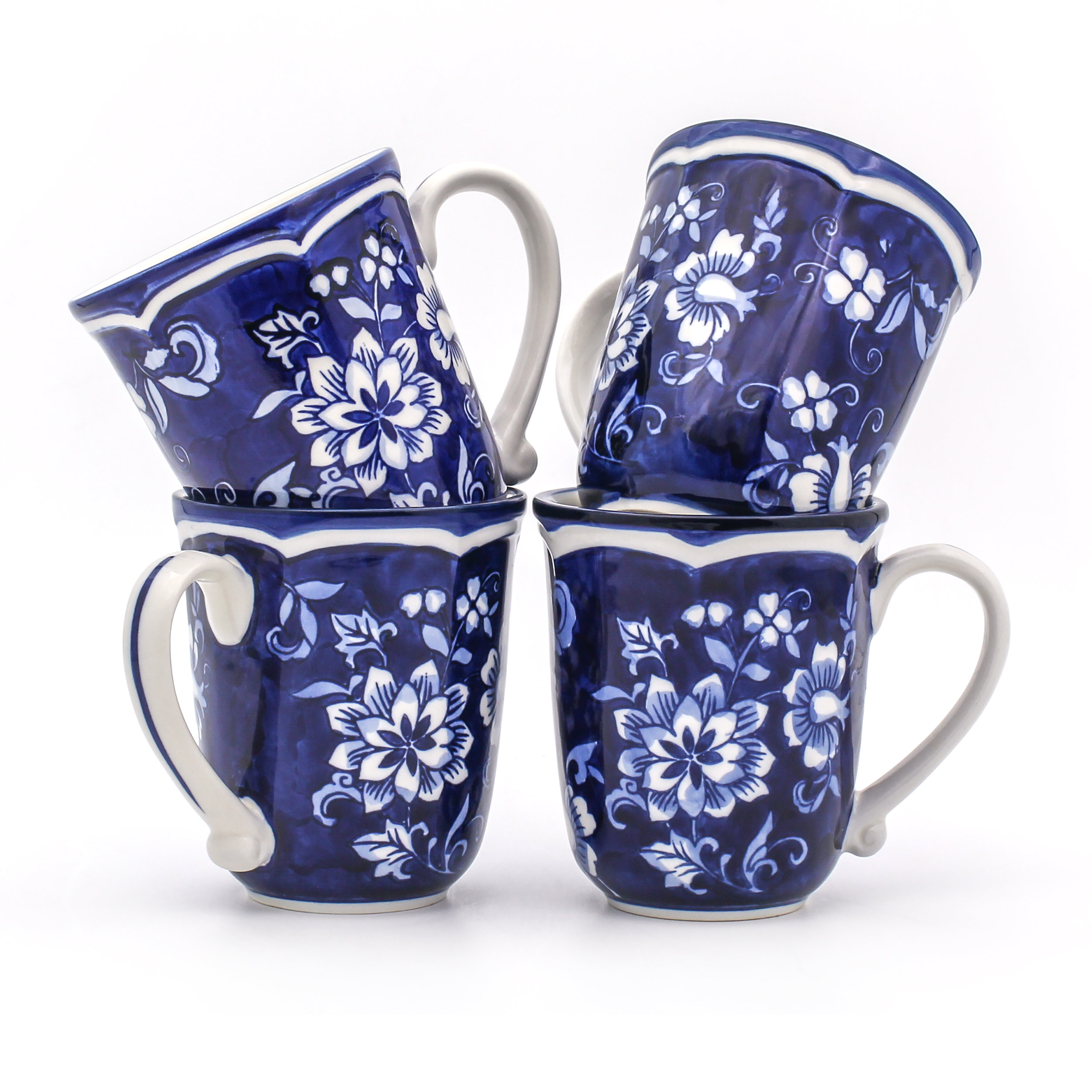 Euro Ceramica Blue Garden Hand-painted Mug Set & Reviews | Wayfair