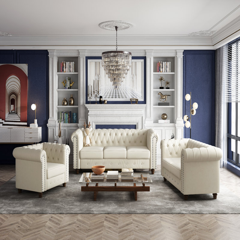 Alcott Hill® Abye 60" Velvet Rolled Arm Chesterfield Loveseat with ...