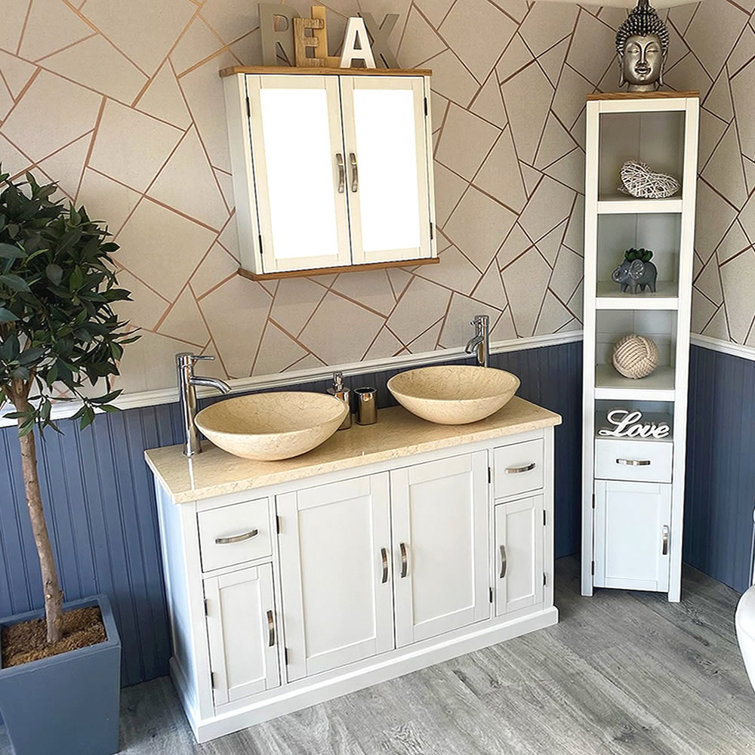 Ebern Designs Angulo Solid Beech 1230mm Free-standing Double Vanity ...