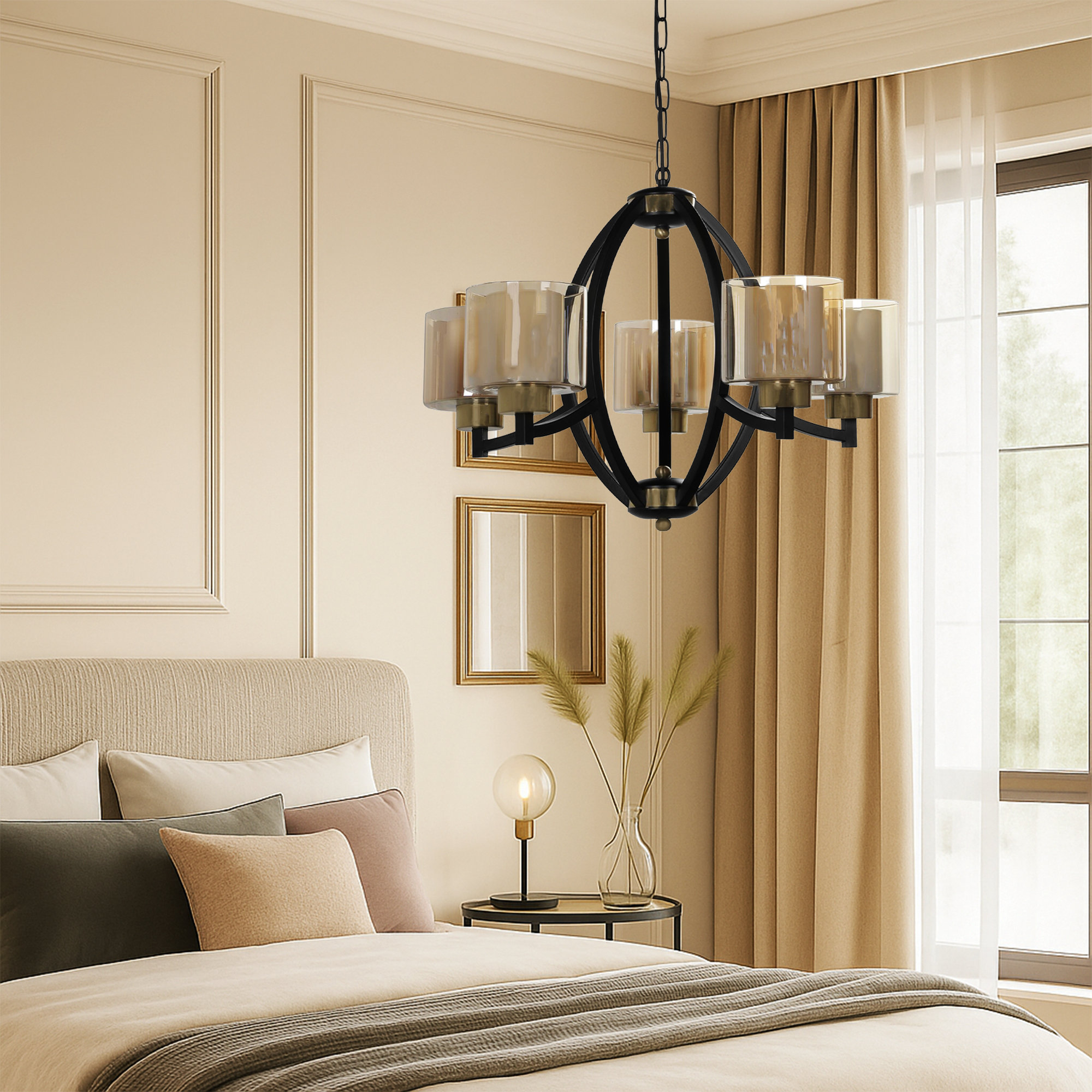 Bloomsbury Market 4 Lights Metal Body Glass Cap Vintage Chandelier ...