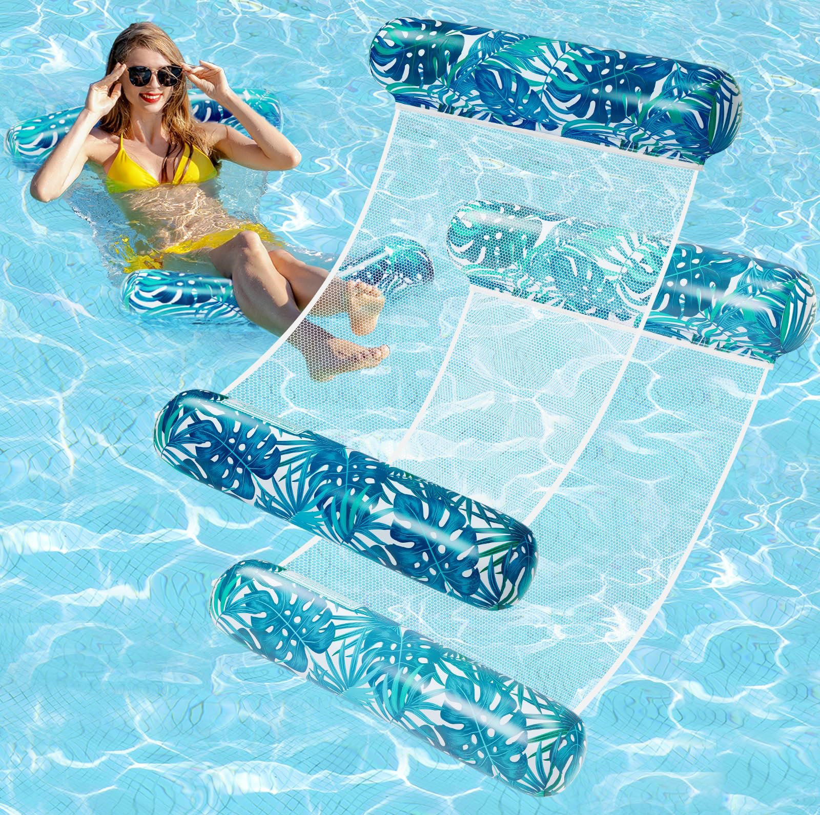 INVOTOT 2 Pack Pool Float Adult, 4-In-1 Multi-Purpose Water Hammock, Floaties For Adults ...