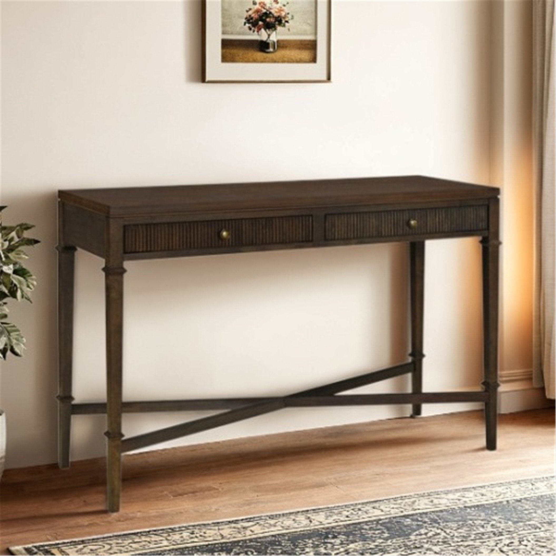 August Grove® Charming Fluted Console Table with Dual Drawers for ...