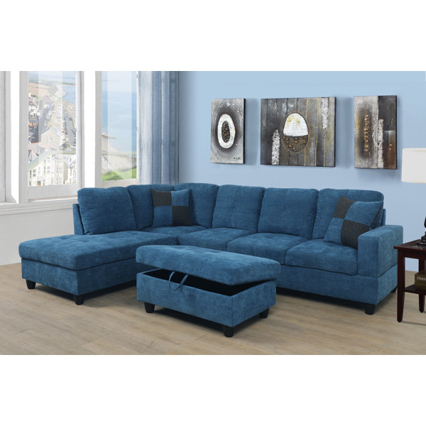 Star Home Living Corp 103.5" Wide Velvet Left Hand Facing Modular ...