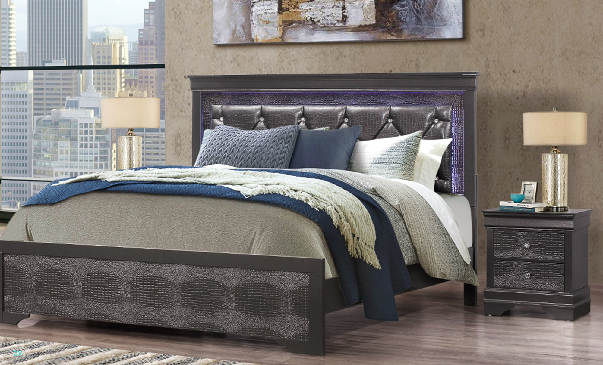 Lark Manor BED WITH LED Glamorous Crystal-Inspired Tufted Bed - Wayfair ...