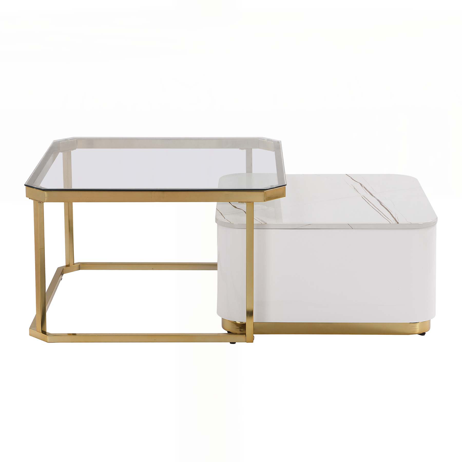 Everly Quinn Modern Square Nesting Coffee Table with Drawers and ...