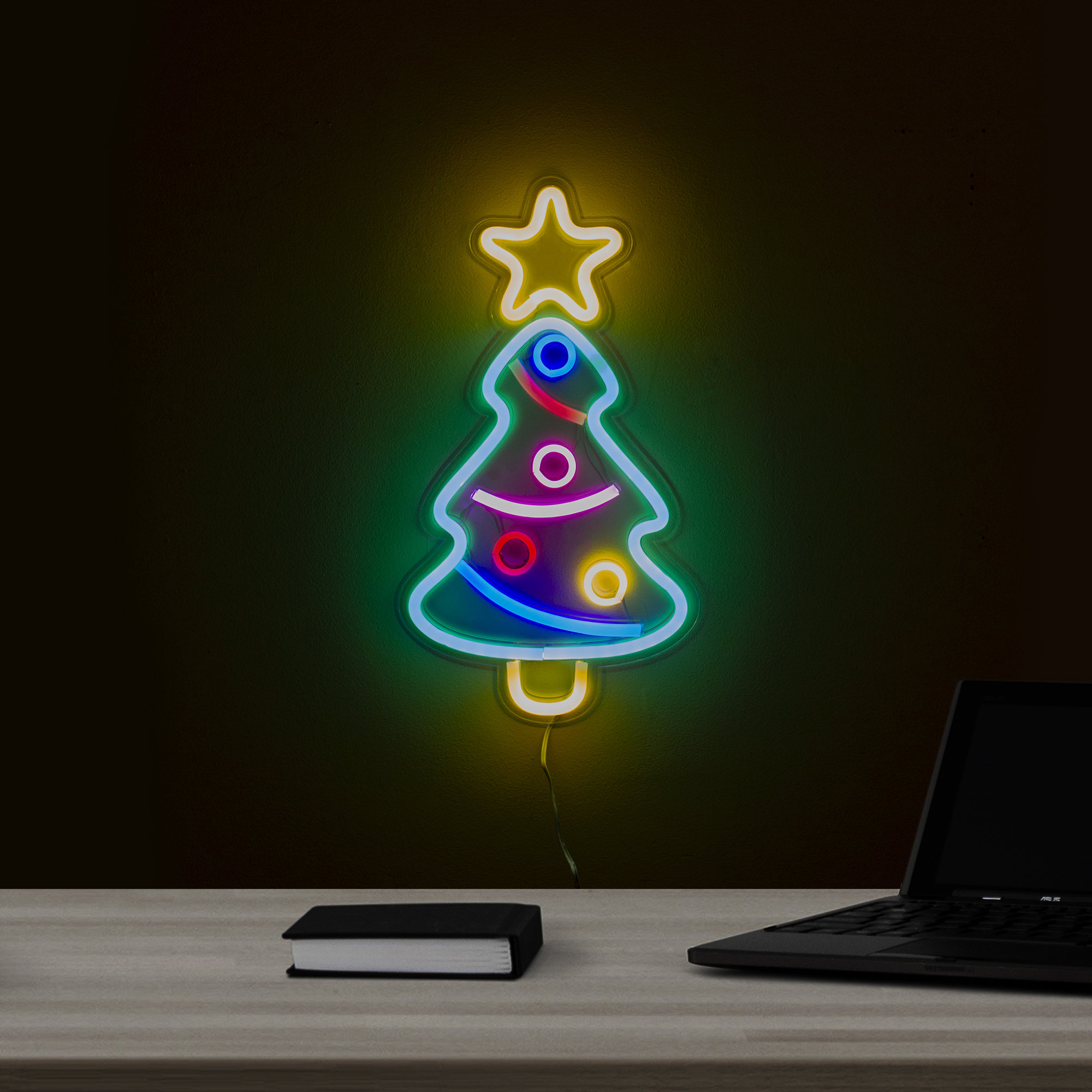 Northlight Seasonal 15" LED Lighted Neon Christmas Tree Wall Sign | Wayfair