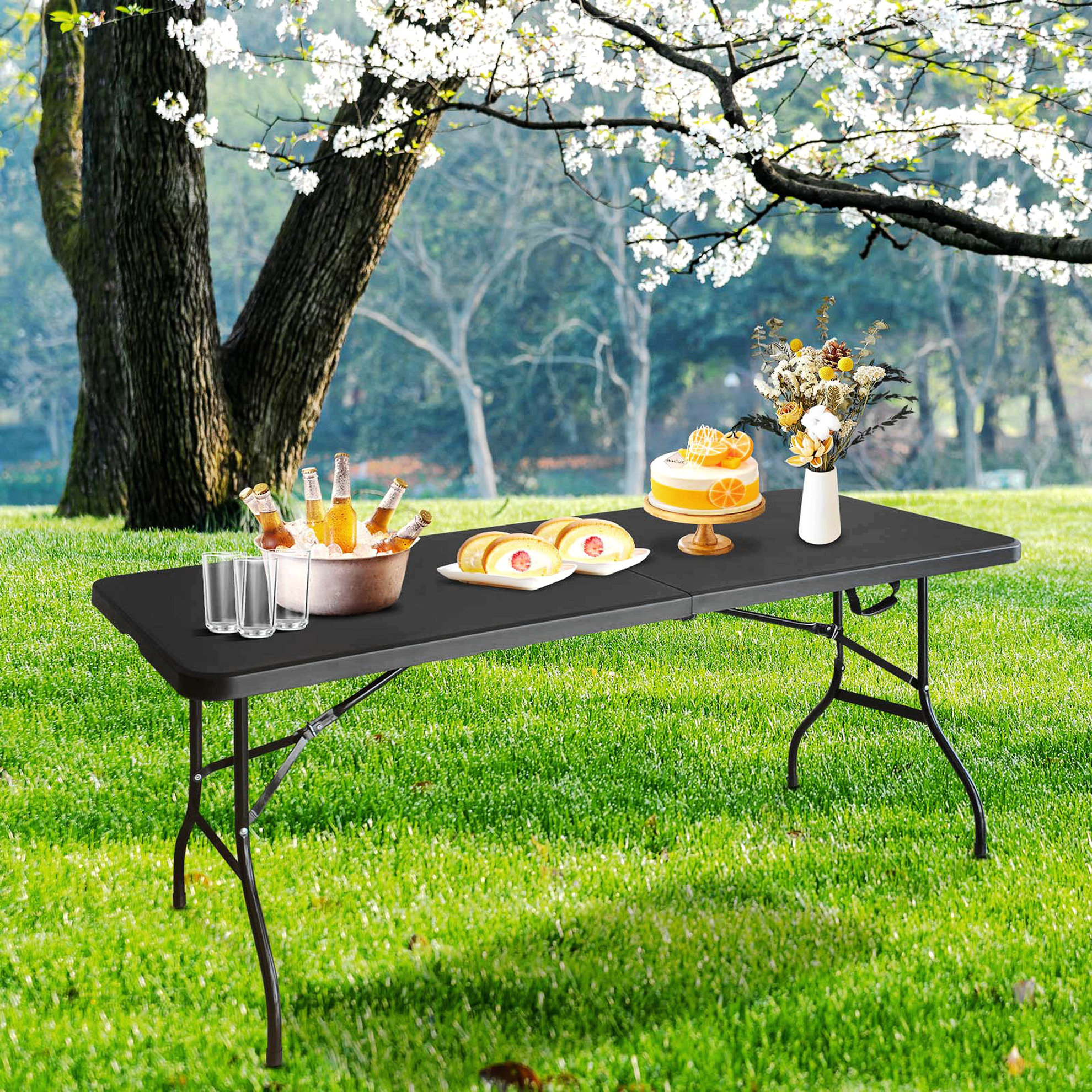 Ebern Designs Folding Table, Portable Plastic Table For Camping ...