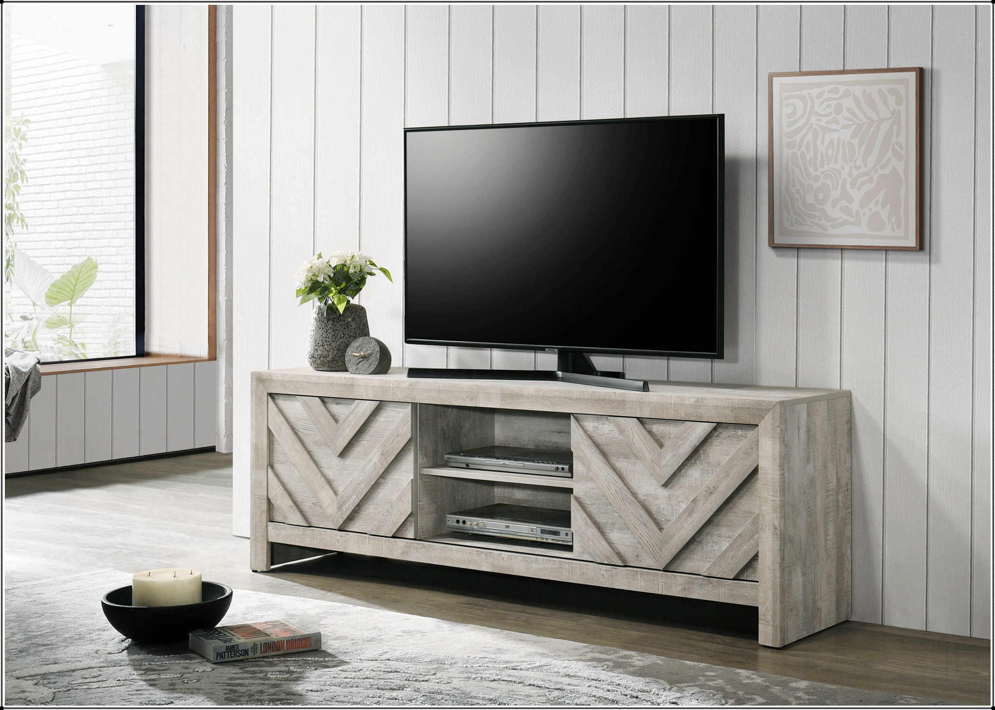 Gracie Oaks Valor - Tv Stand - Antique Stable support, multi-functional design | Wayfair