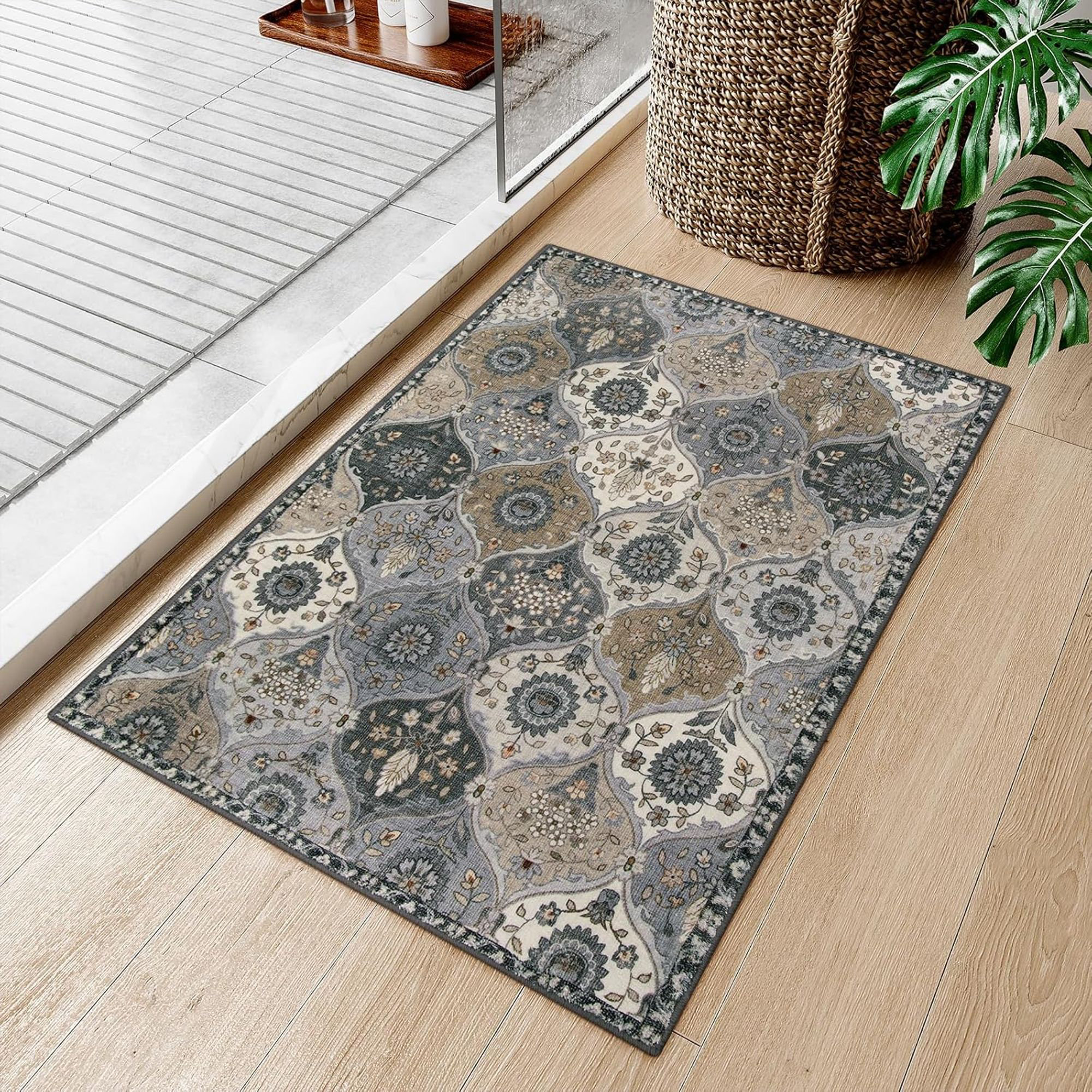 Bungalow Rose Moroccan Trellis Area Rug, 2X3 Entryway Rug Non-Slip ...