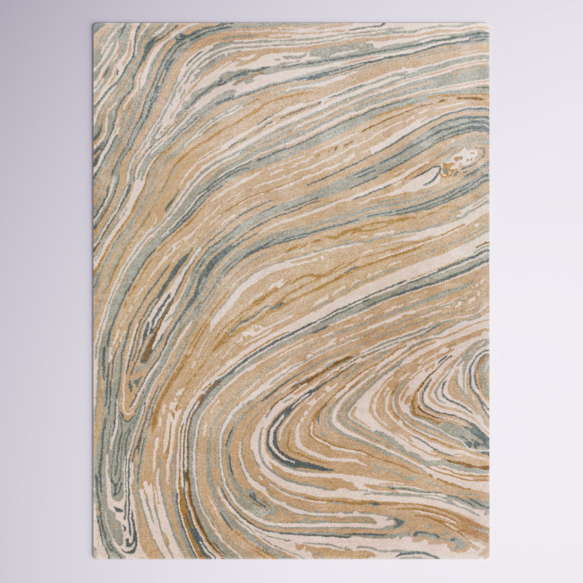 Etta Avenue™ Samantha Abstract Handmade Tufted Wool Camel/Teal Area Rug ...