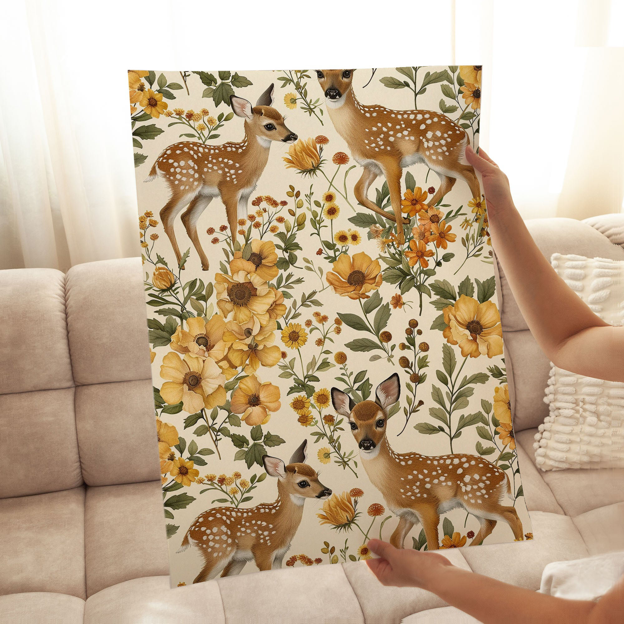 Winston Porter Animals Deer Pattern IV Cottage Unframed Art Print | Wayfair