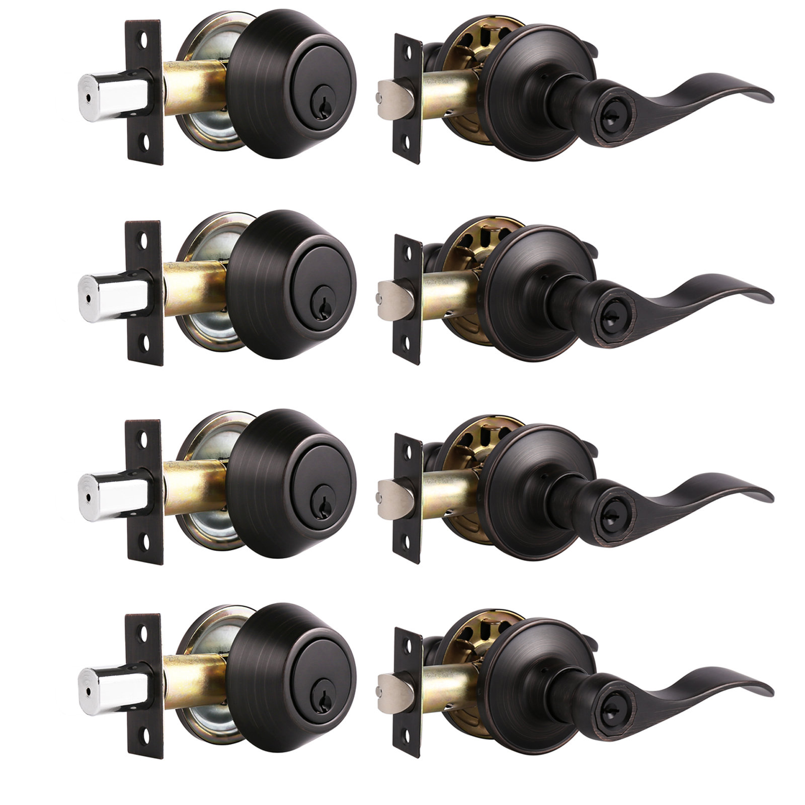 Probrico Complete Entry Lever Set with Single Cylinder Deadbolt ...