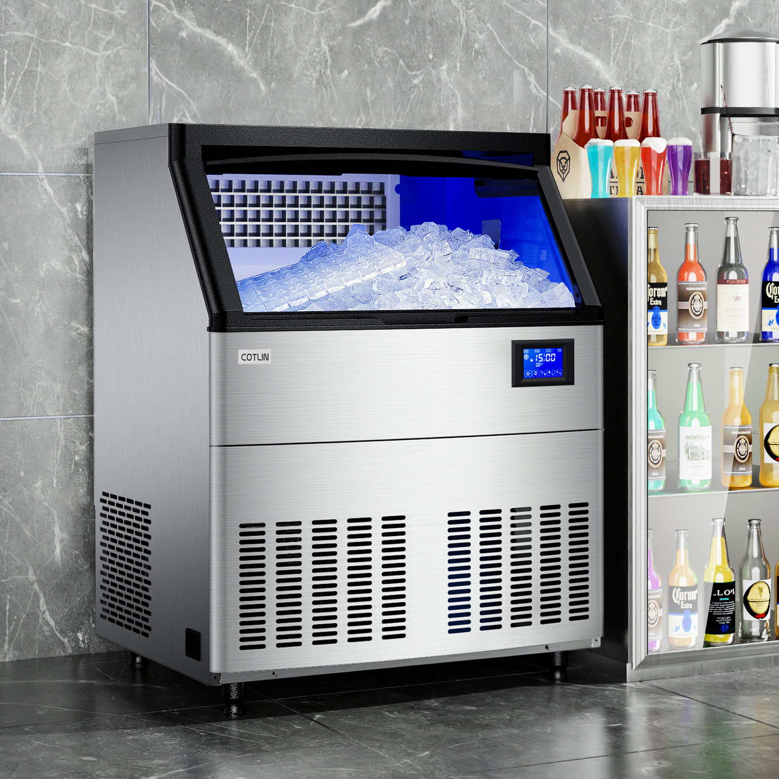 COTLIN 26" 500lbs/24h Air Cooled Freestanding Stainless Steel ...