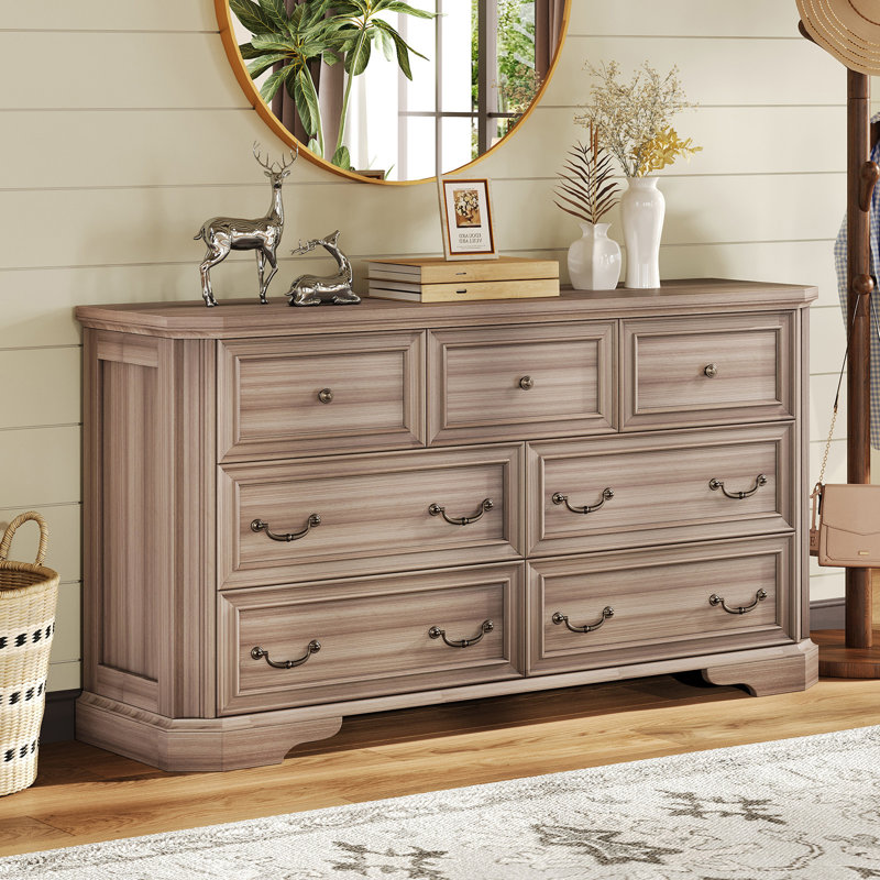 Alcott Hill® Farmhouse 54" Wide 7 Drawers Dresser For Bedroom, Wood ...