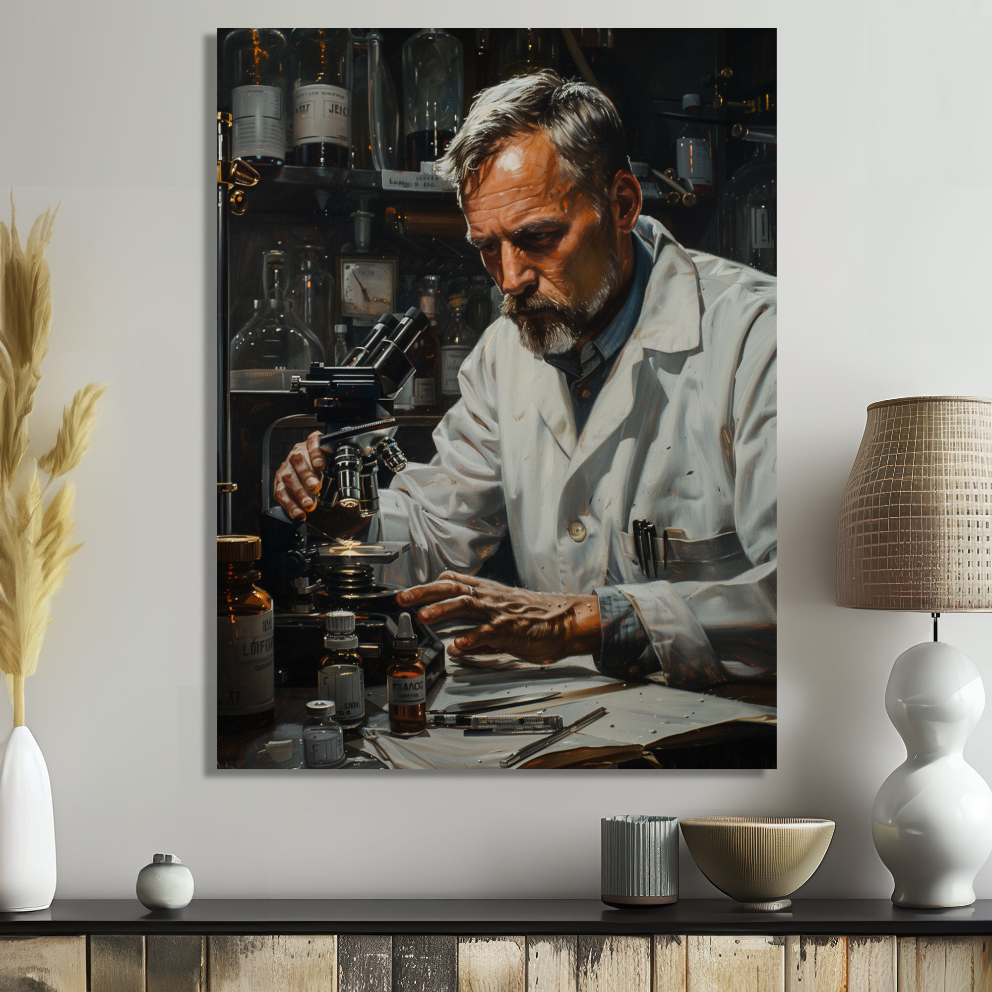 Design Art White Black Microscopic Scientific Laboratory IV ...