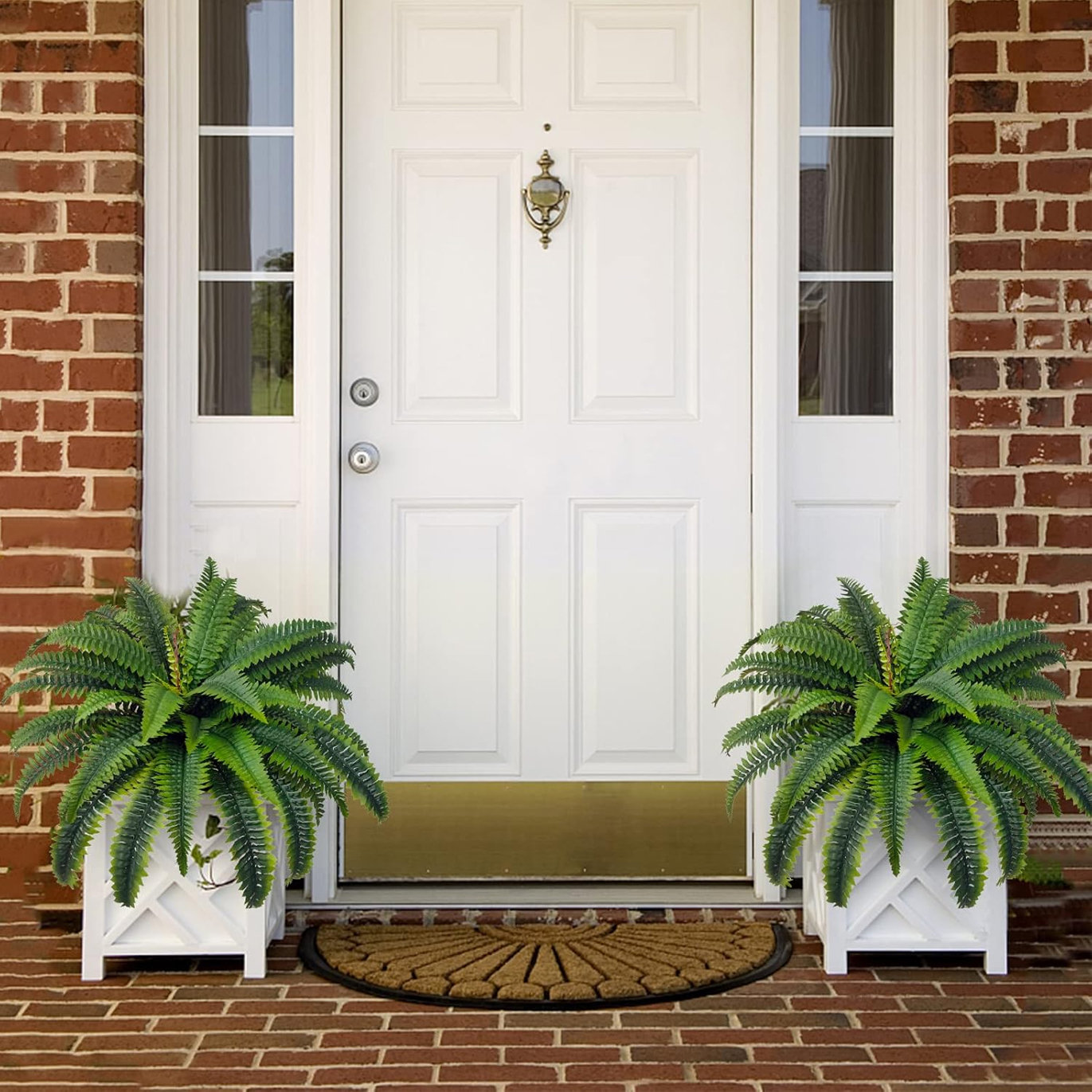 Primrue Ferns Artificial Plants Set of 2 Faux Ferns for Outdoor Planter ...