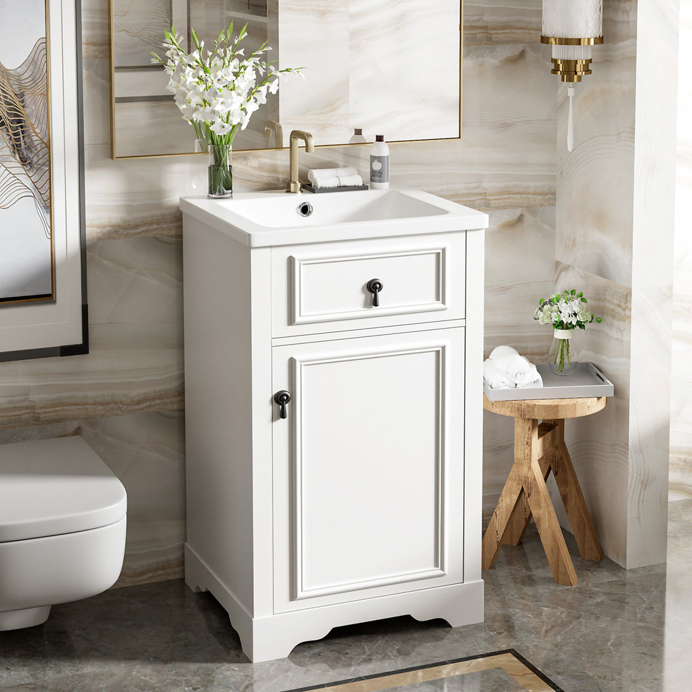 Winston Porter 20-Inch Winifrede Vanity With Ceramic Sink, Soft Close ...