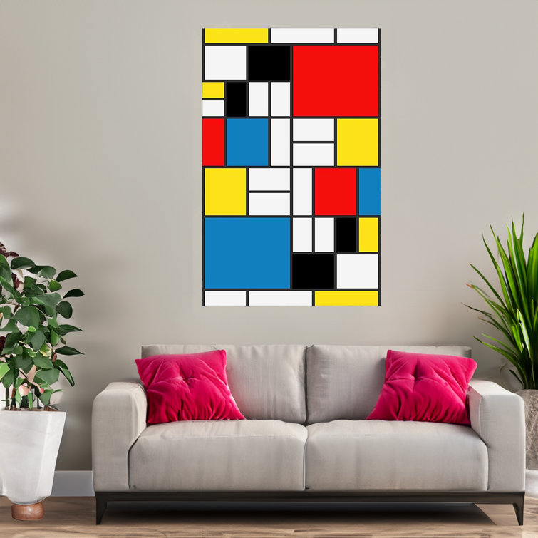 Wrought Studio Piet Mondrian Rectangles On Suede Canvas | Wayfair