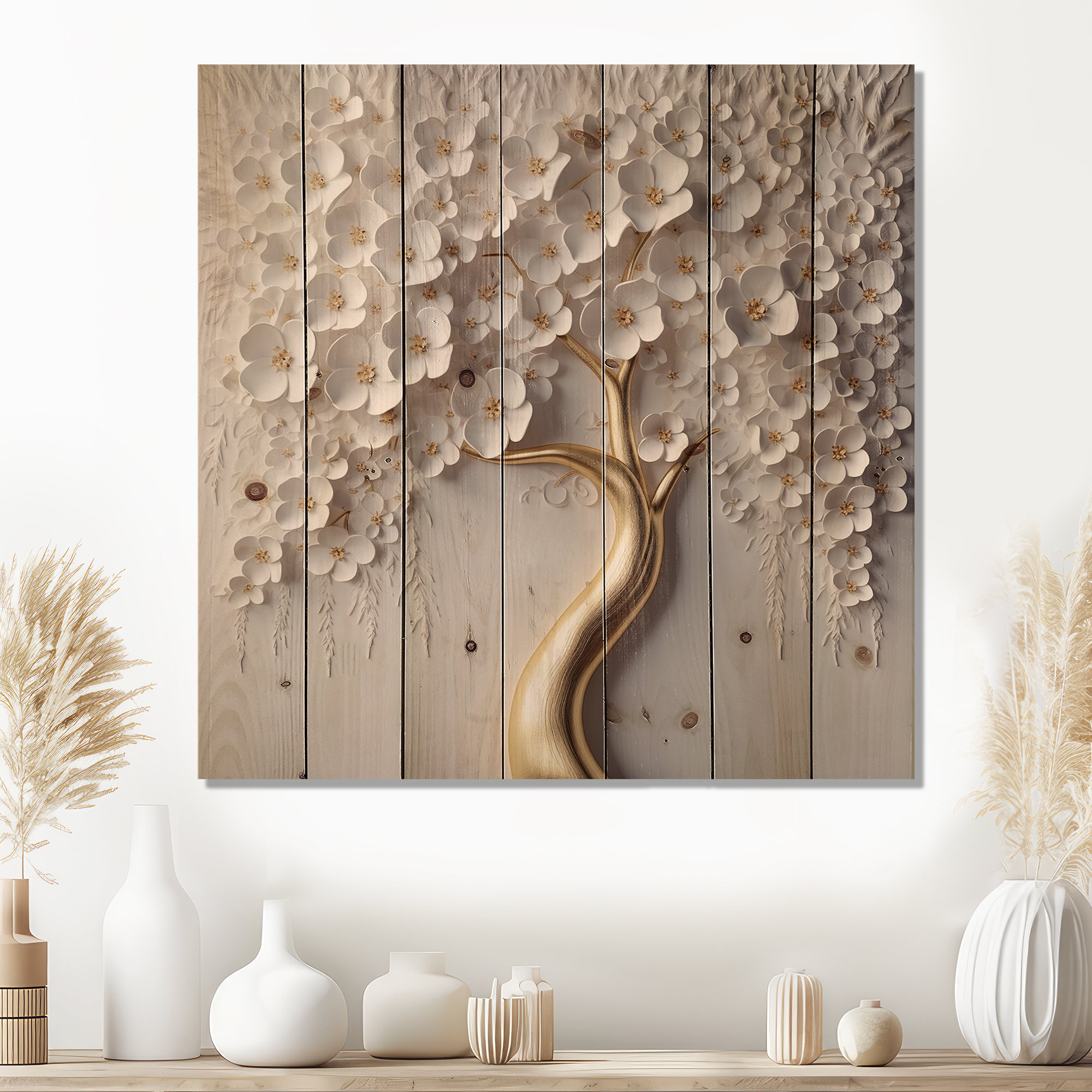Design Art White Orchid Tree Garden Of Branches VIII - Landscapes Wood ...