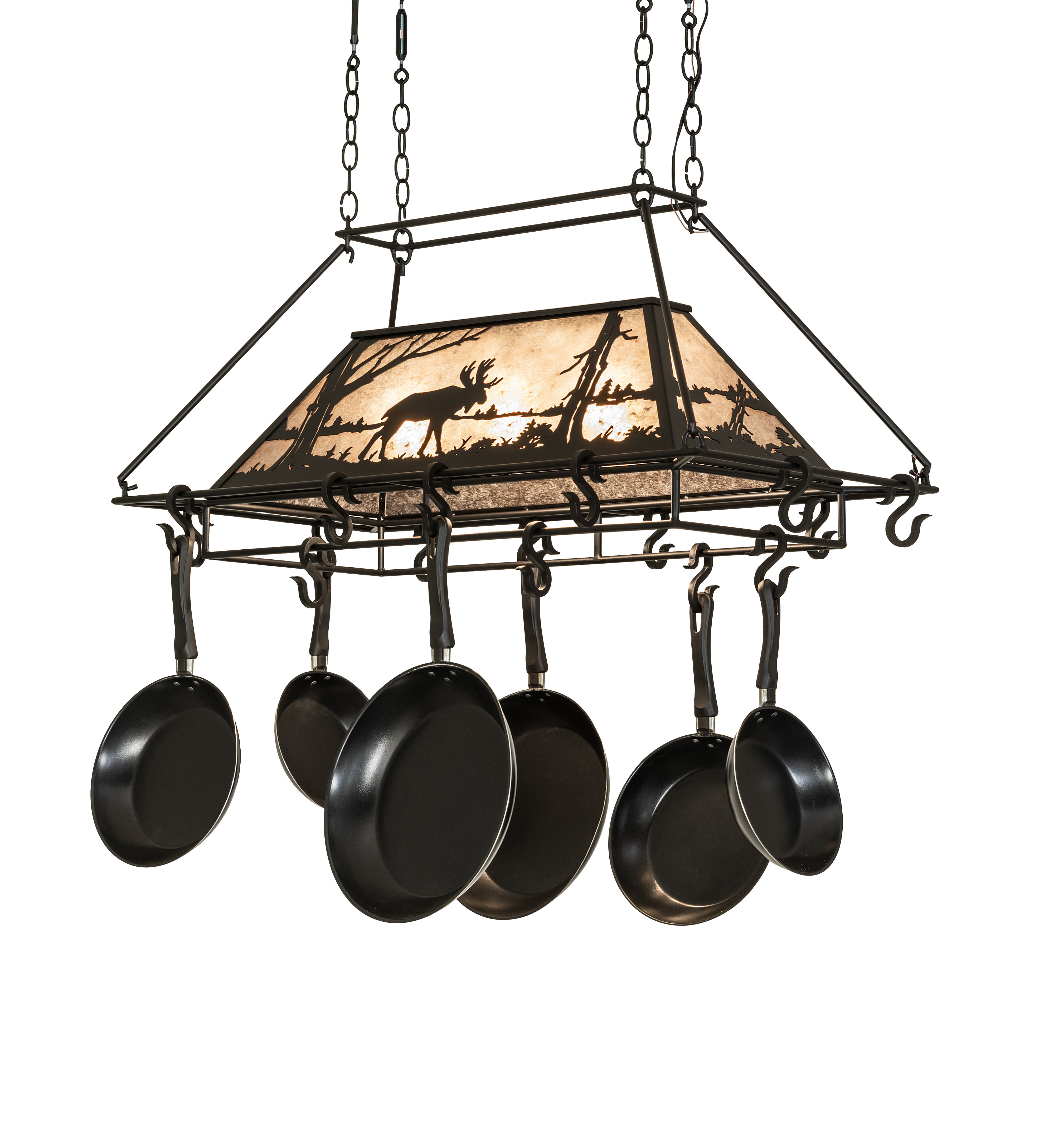 Foundry Select 36" Long Moose At Lake 3 Light Pot Rack | Wayfair