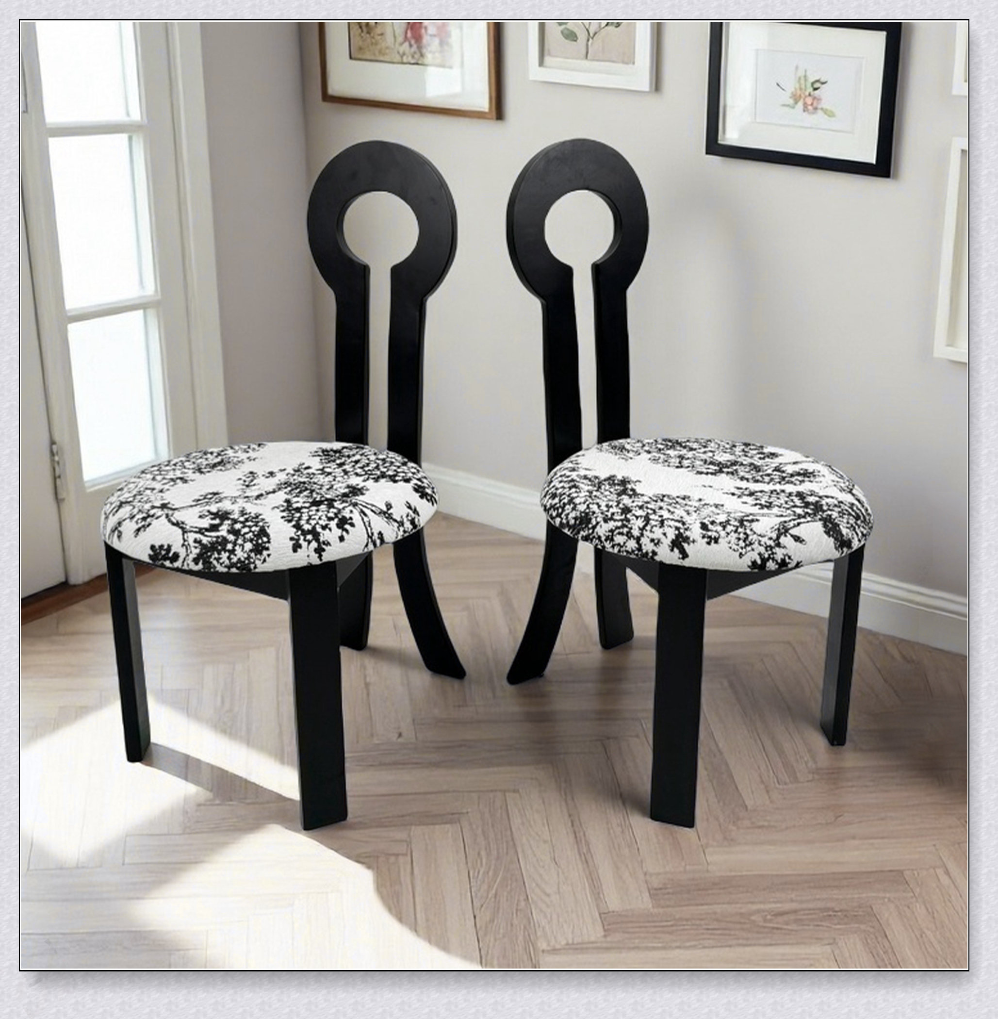 Red Barrel Studio® Linen Upholstered Solid Wooden Dining Chairs with ...