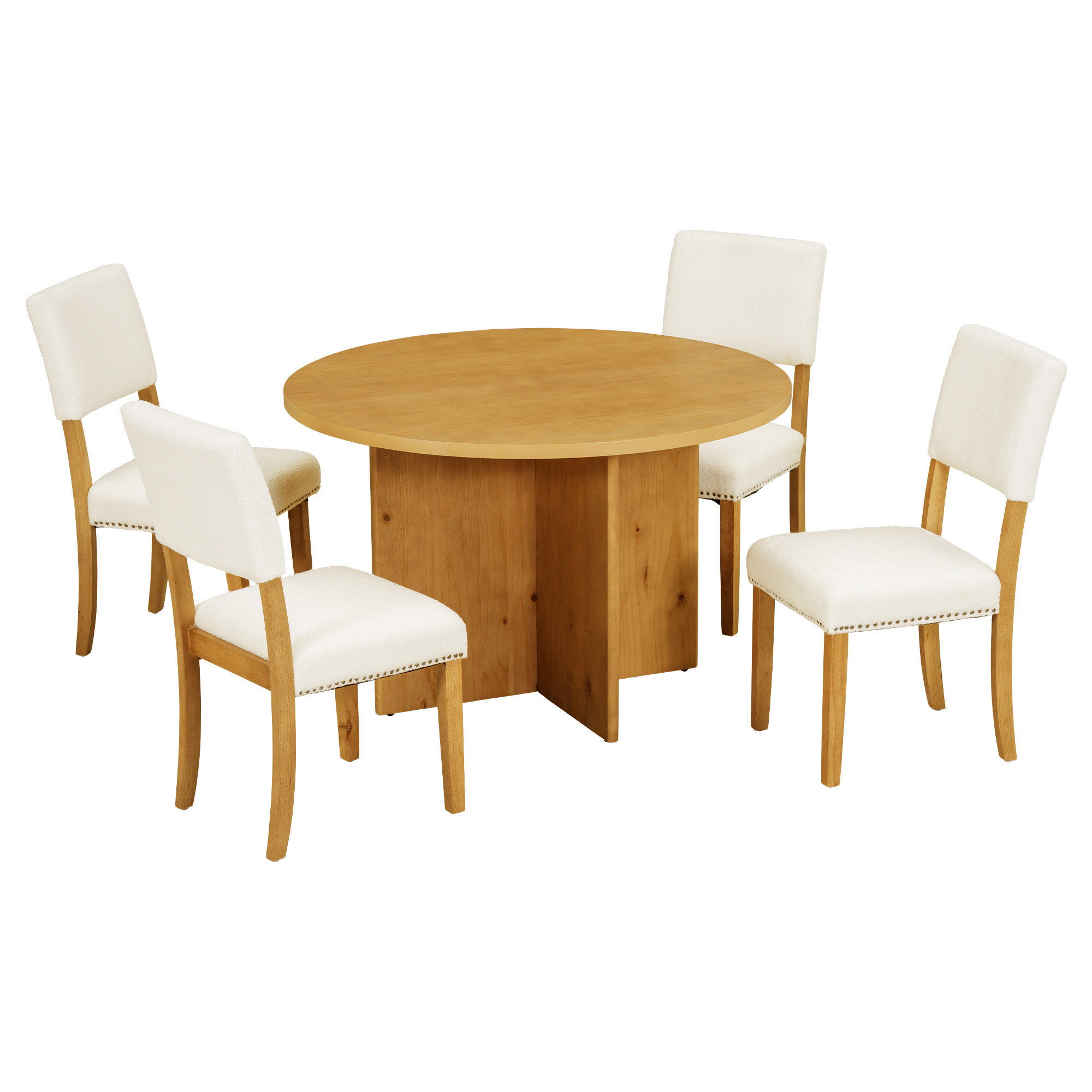 Winston Porter Modern 5-Piece Round Dining Table Set Pedestal Kitchen ...