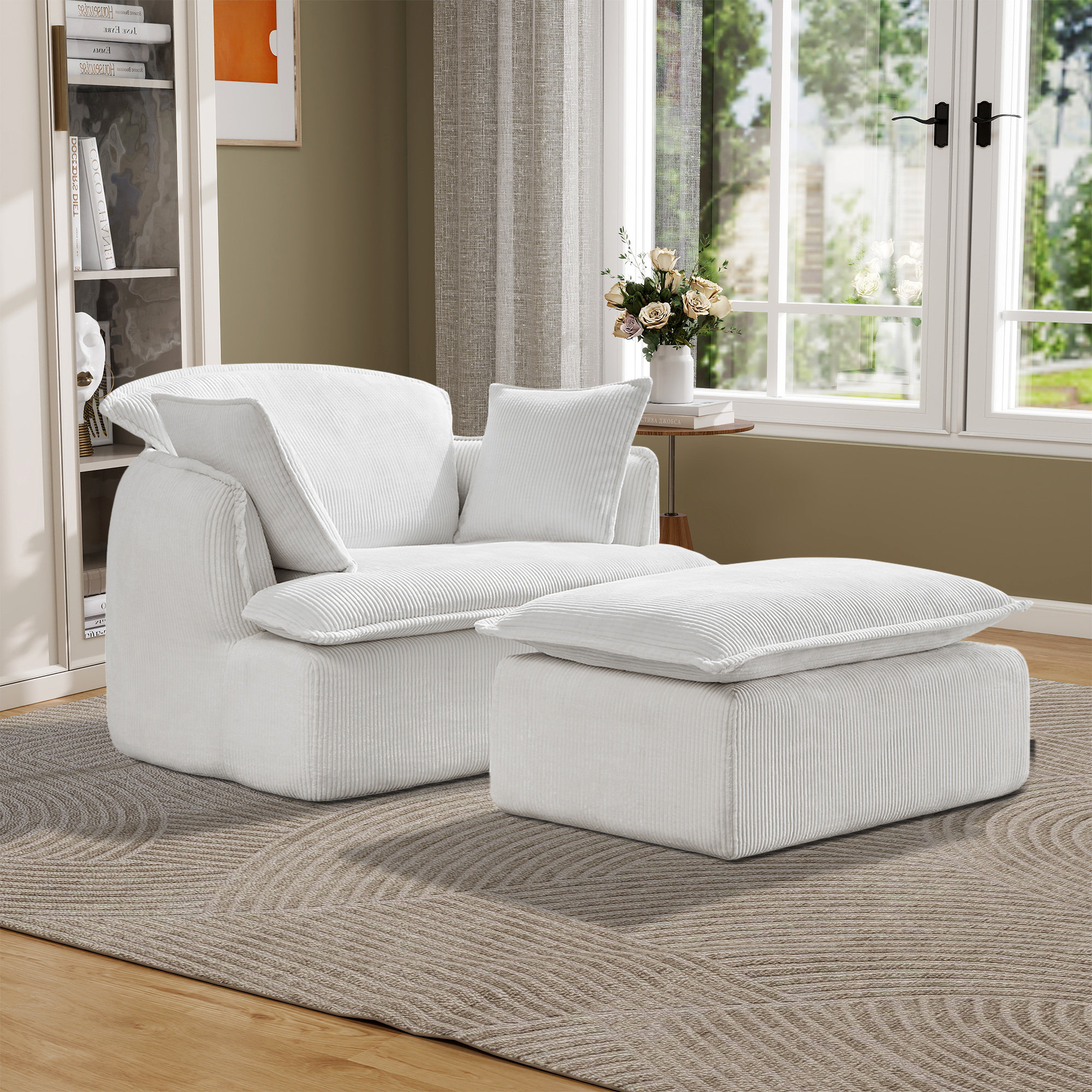 Mercer41 Compressed Sofa Chair With Ottoman - Wayfair Canada