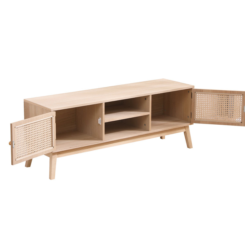 Dakota Fields Bohemian TV Stand 55 "TV, real Rattan TV console 2 ...