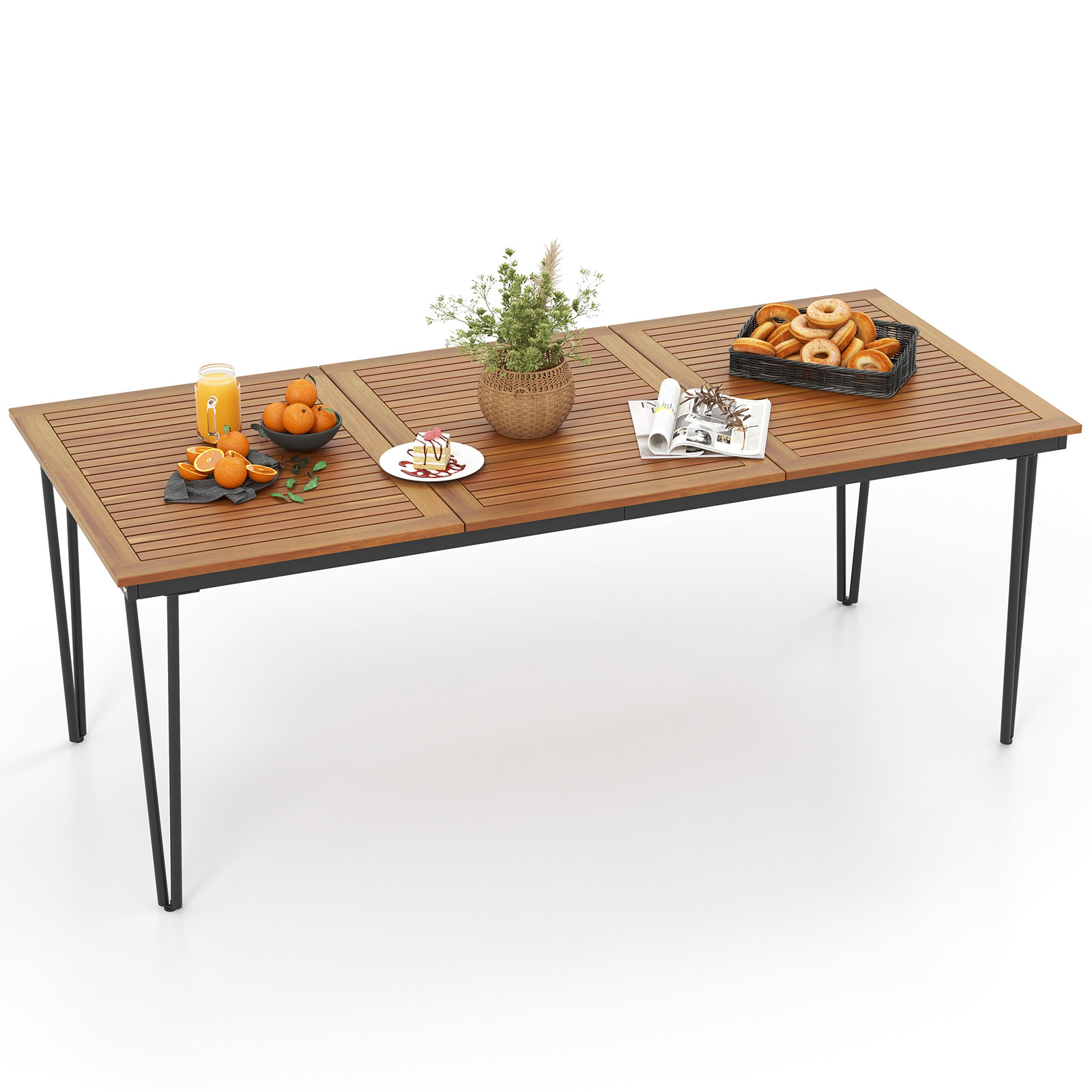 Wade Logan® Berntraud Rectangular 79'' L x 35.5'' W Outdoor Dining Table & Reviews | Wayfair