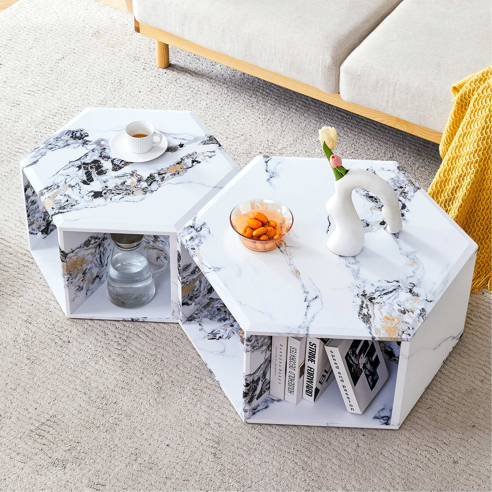 Wrought Studio™ Minimalist Patterns Coffee Table Set.MDF Coffee Table ...