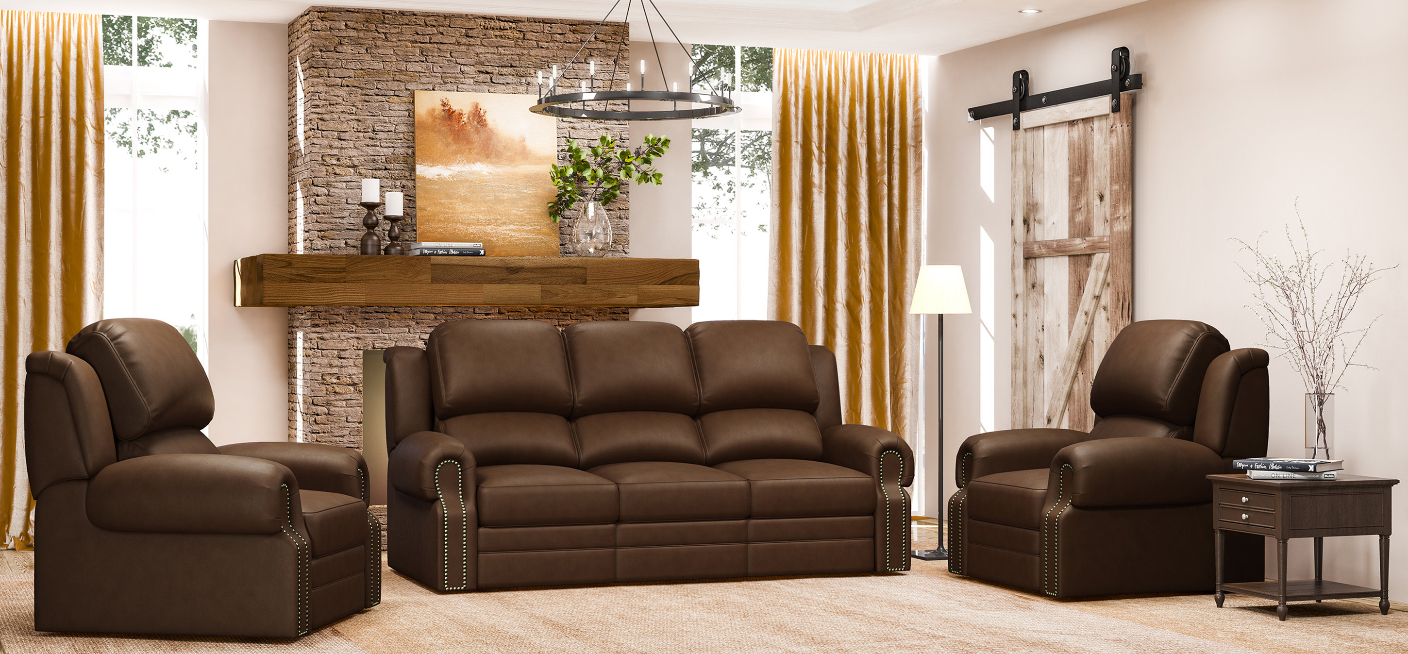 Wildon Home® Fardowsa 3 - Piece Leather Living Room Set | Wayfair