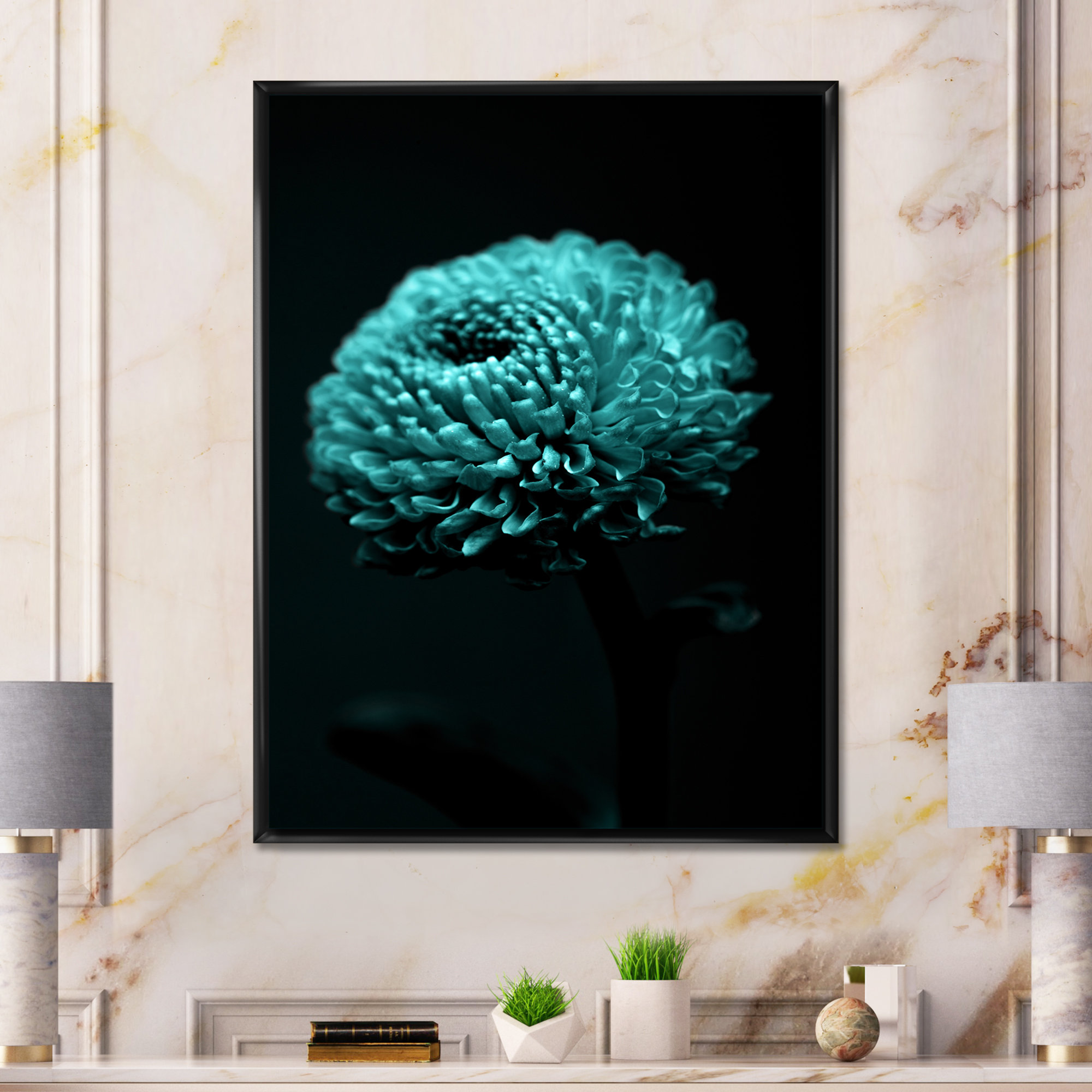 Ebern Designs One Turquoise Flower - Modern Canvas Wall Art - Wayfair ...