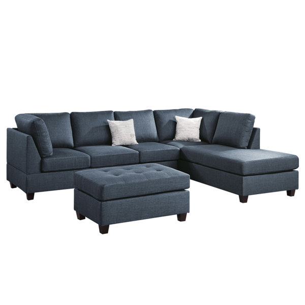Poundex 3 - Piece Upholstered Sectional | Wayfair