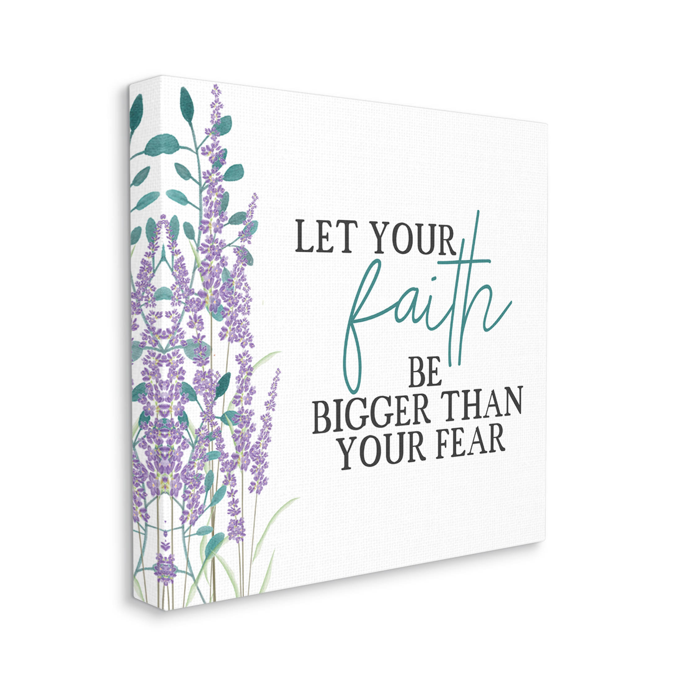Stupell Industries Faith Bigger Than Your Fear Lavender Canvas Wall Art ...