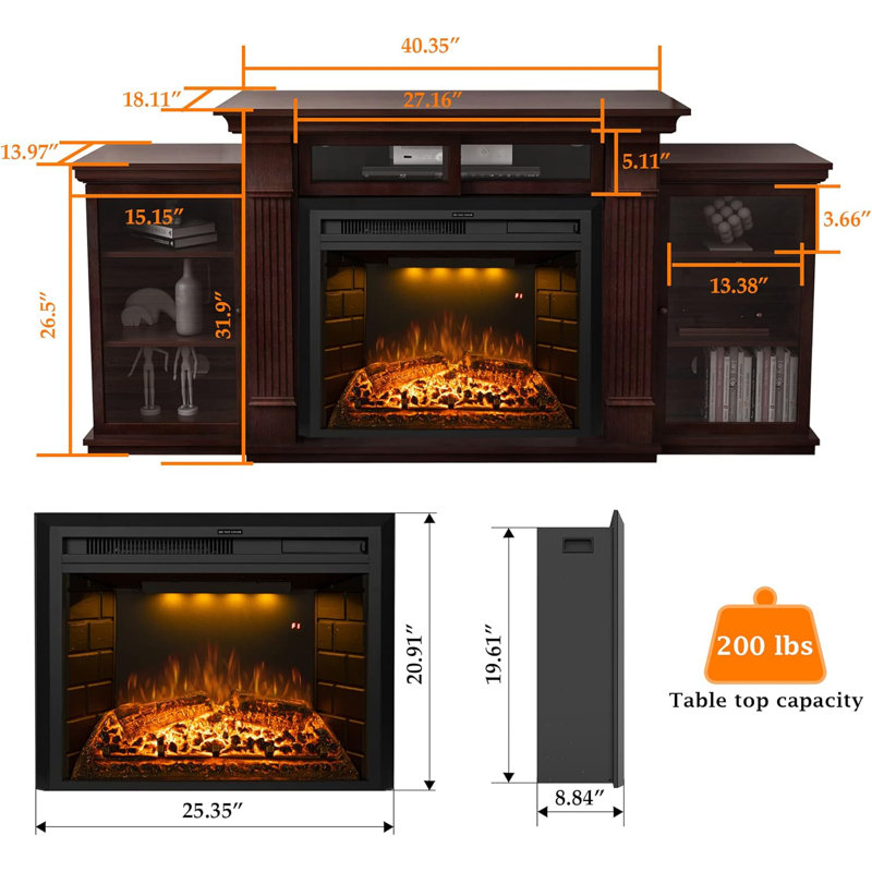 Lark Manor™ 67" Wood TV Stand With Electric Firepalce | Wayfair