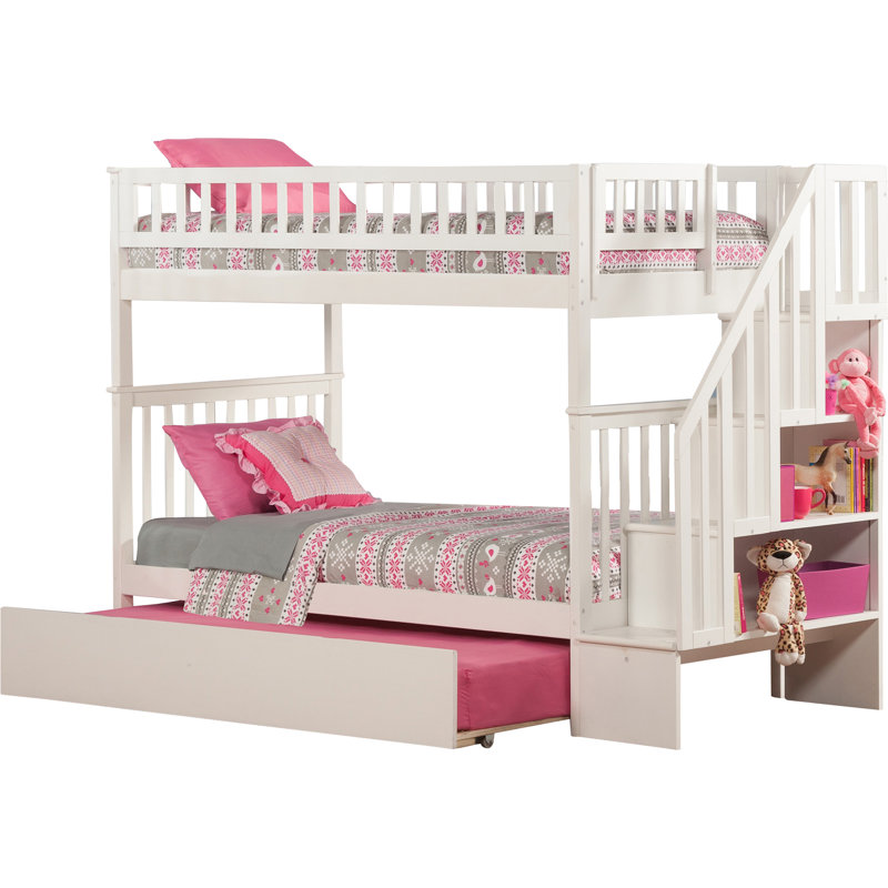 Harriet Bee Ilariana Heavy Duty Wood Staircase Bunk Bed with Under Bed ...