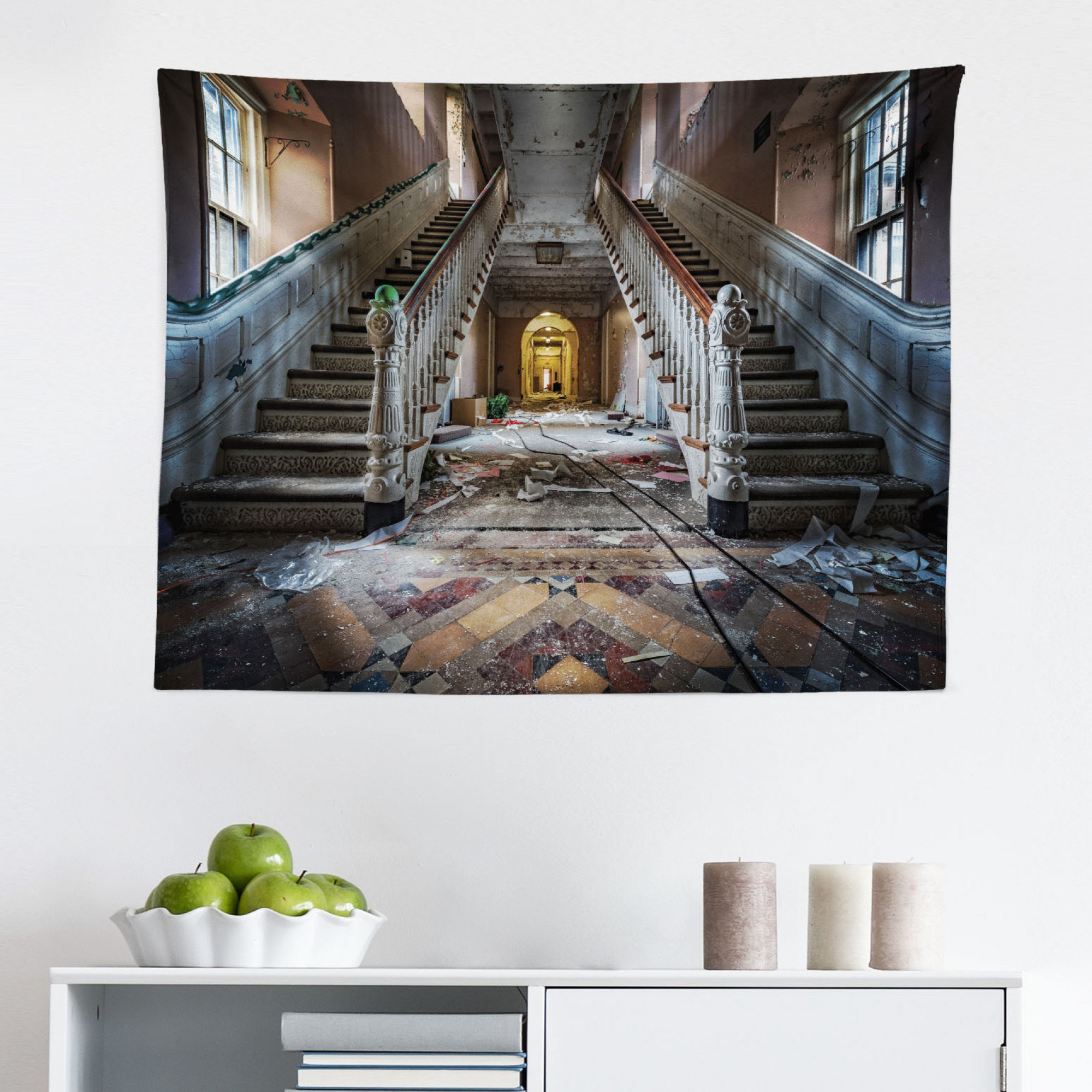 East Urban Home Ambesonne Rustic Tapestry, Destroyed Main Entrance ...