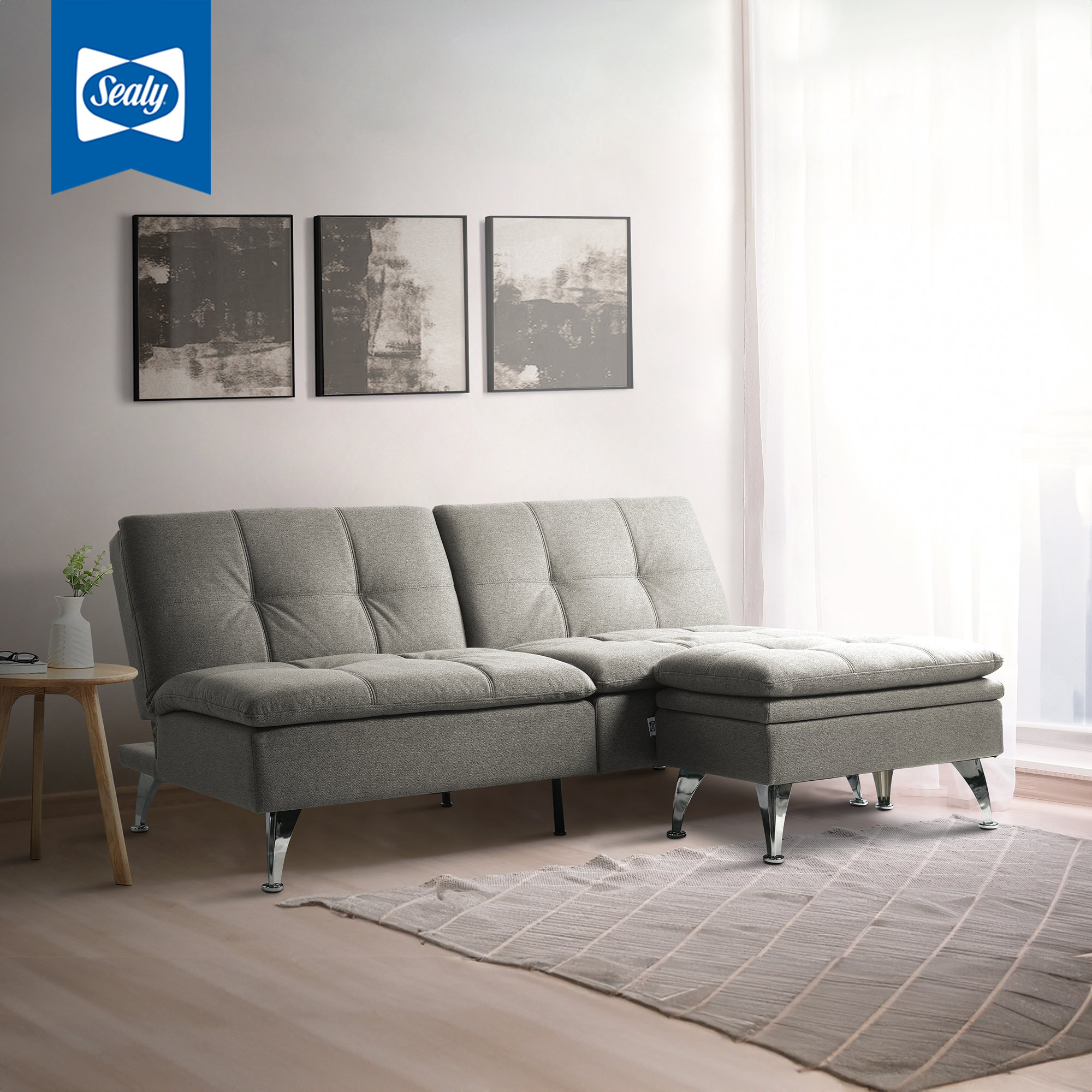 Sealy Burlington Sofa Convertible With Metal Legs In Black | Wayfair