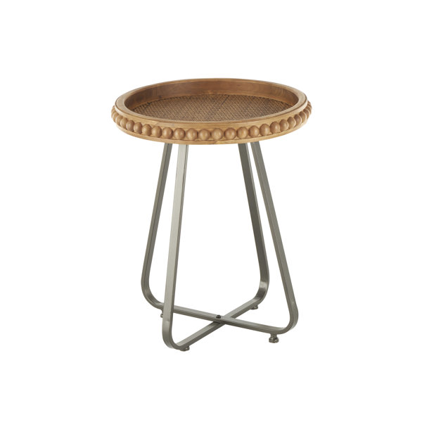 Dakota Fields Clayten Beaded Side End Brown Accent Table with Rounded ...